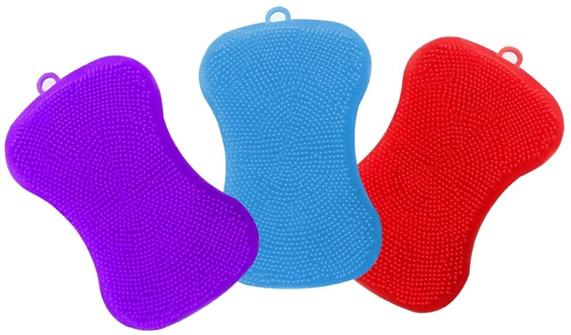 Silicone Sponge Dish Sponge,Reusable Double Sided Dish Washing Scrubber ...