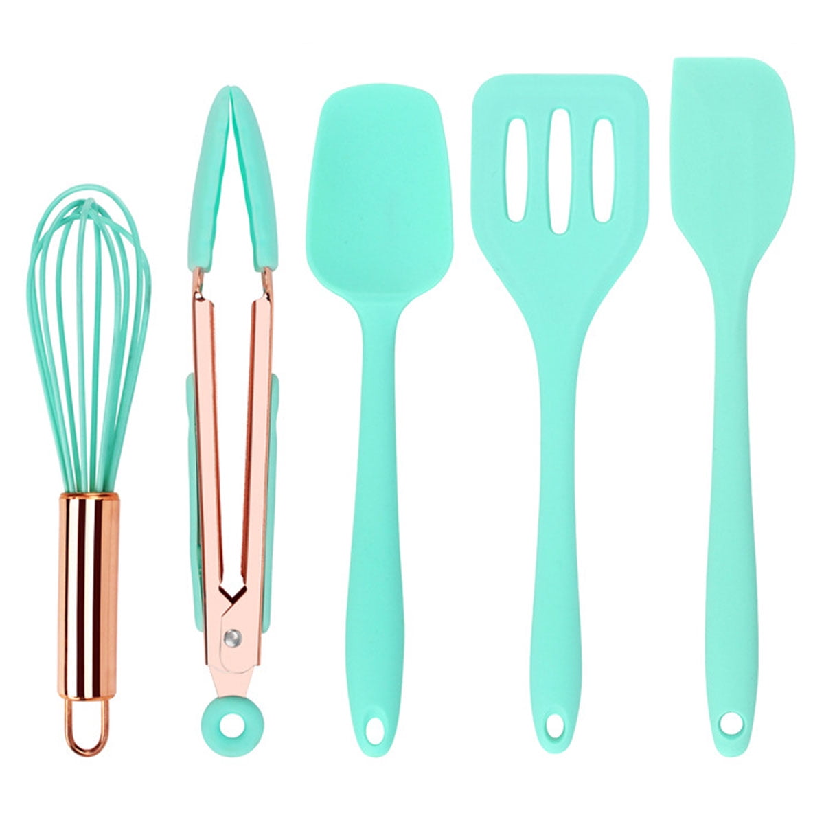 Silicone Spoon Spatula Set, Fresh Green Mini Five-Piece, Includes ...