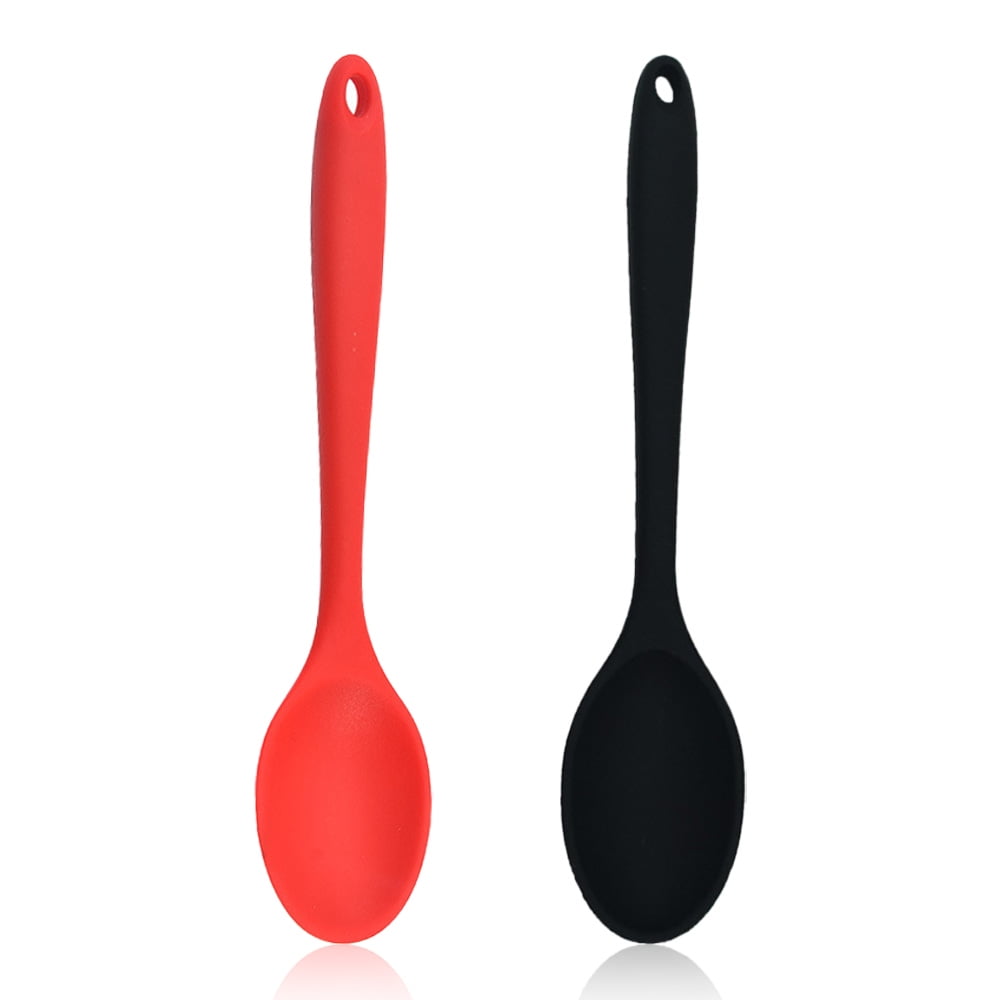 Silicone Spoons, Heat Resistant Silicone Basting Spoons, Non-Stick Serving Spoon for Mixing ...