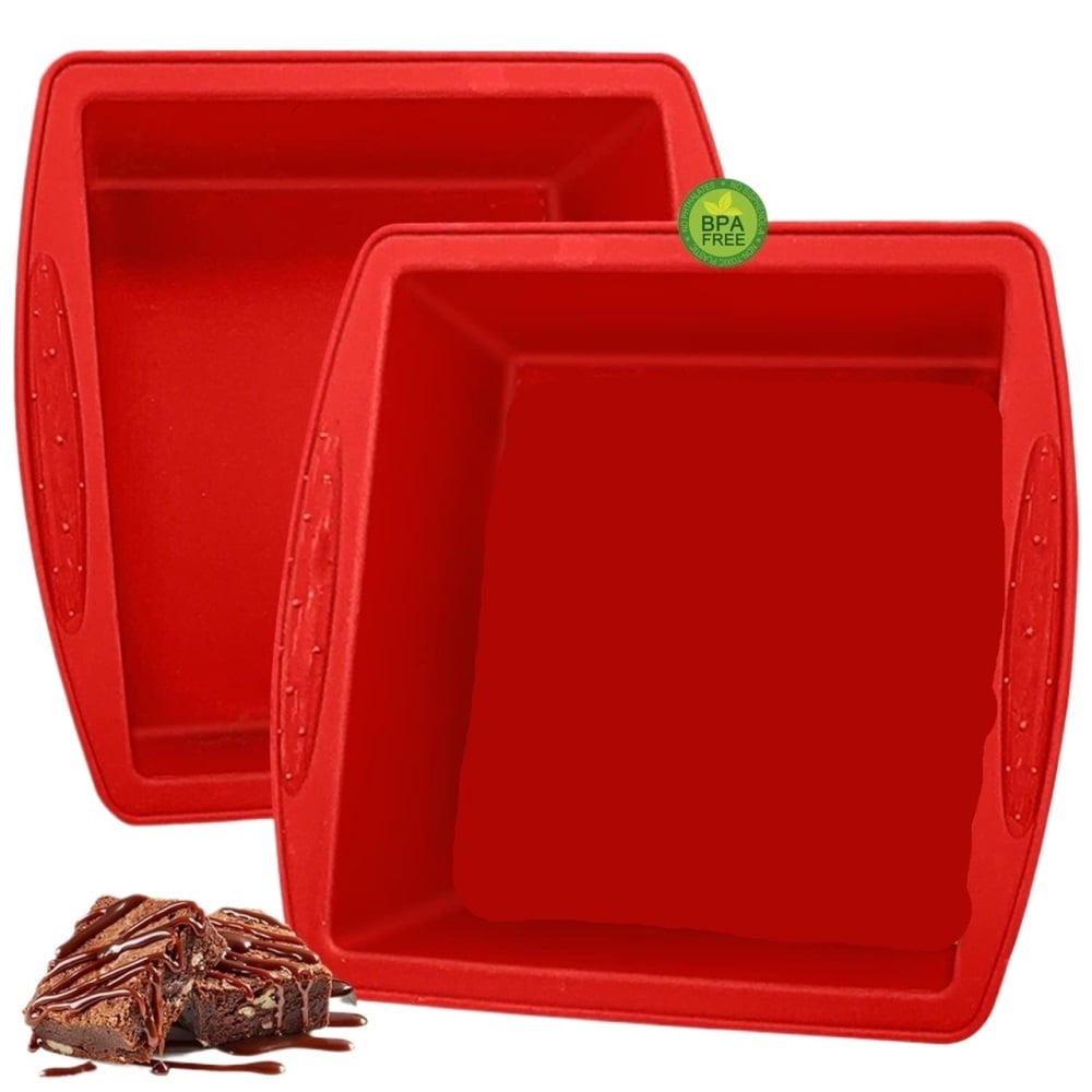 Silicone Square Cake Pan, 8 inch, Red, BPA Free - Walmart.com