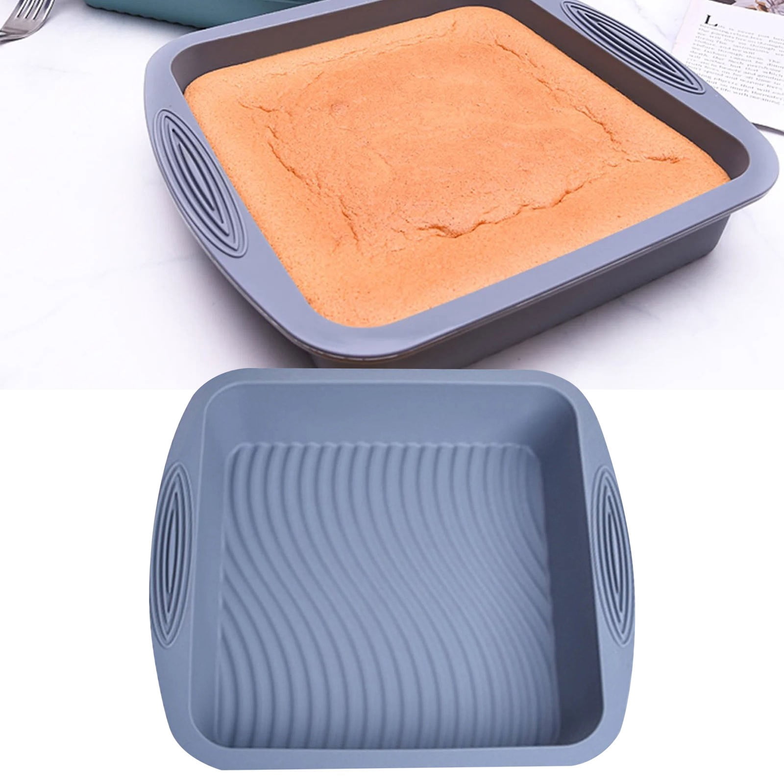Silicone Square Cake Pan, 8X8 Nonstick Baking Pan for Brownies, Cakes ...