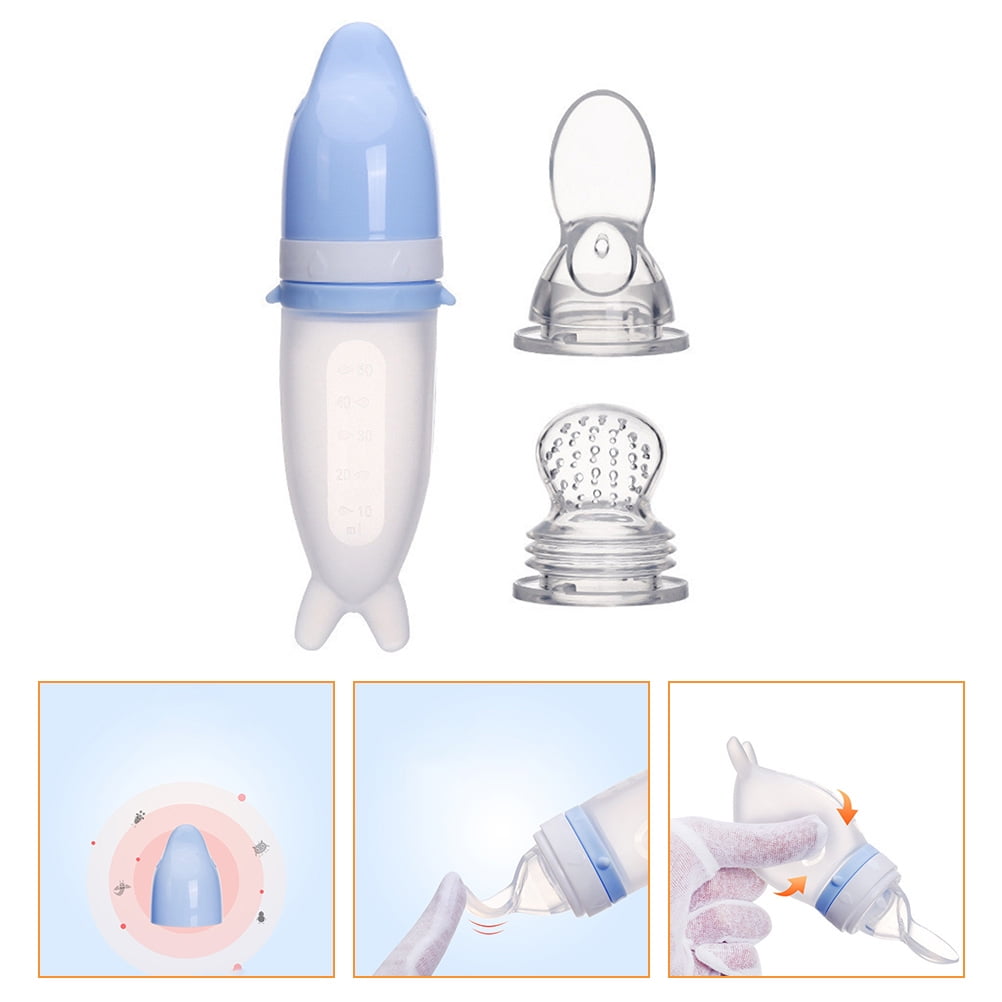 OUNONA Silicone Baby Kids Food Dispensing Spoon Squeeze Feeder Bottle ...