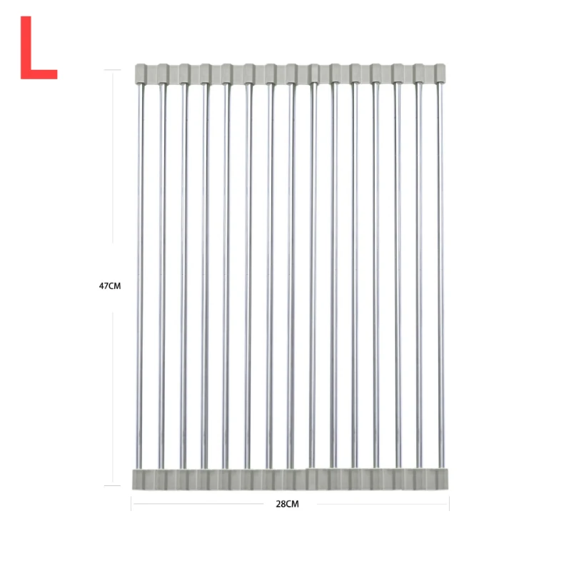 Silicone Stainless Steel Fruit & Vegetable Dish Drainer Kitchen Sink ...