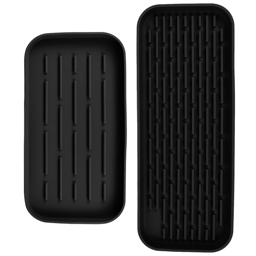 Silicone Storage Tray 2 Pcs Countertop Drying Mat Soap Holder Large Pad ...