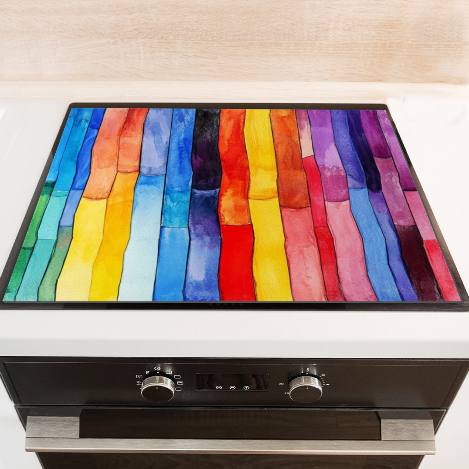 Silicone Stove Mat for Glass Top Stove, Abstract Color Vertical Bars ...