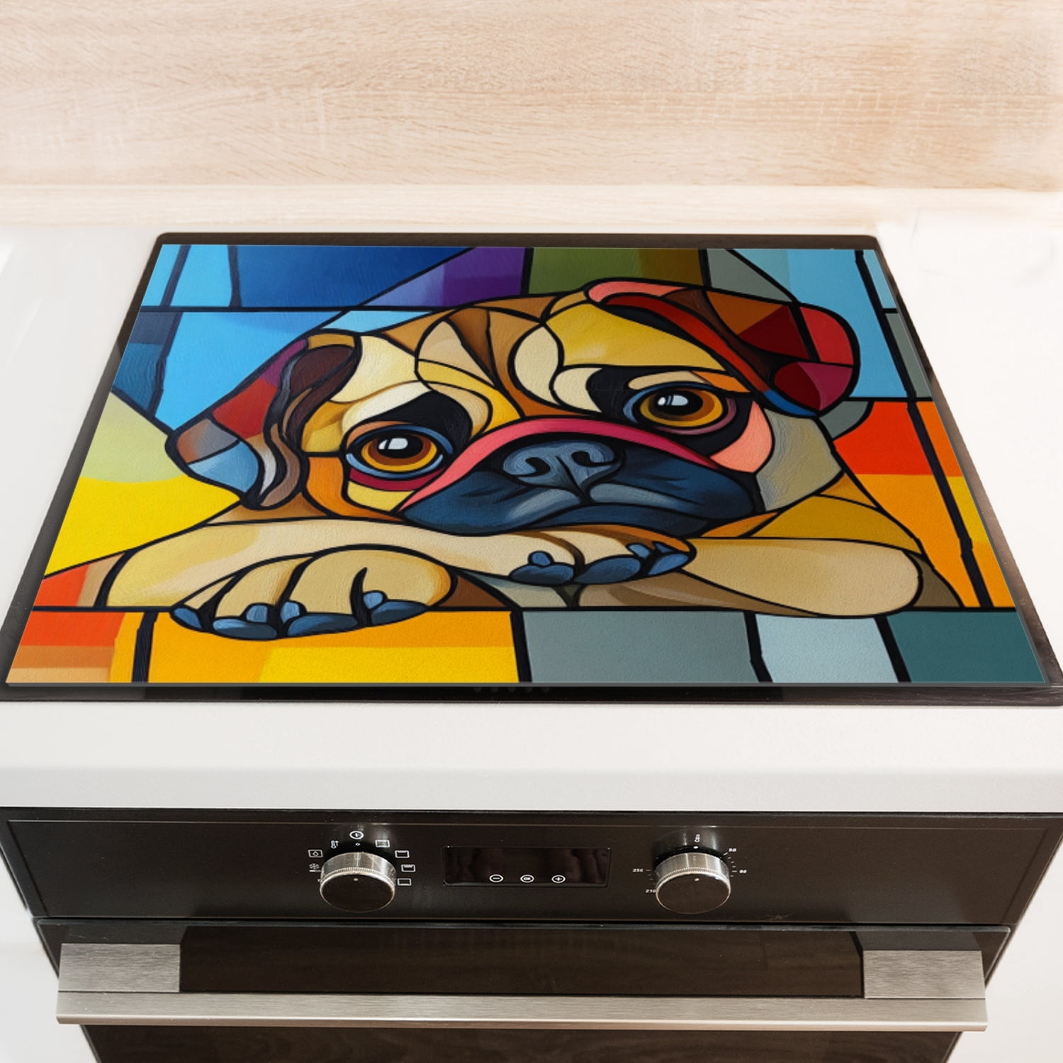Silicone Stove Mat for Glass Top Stove, Abstract Pug Artwork Electric ...