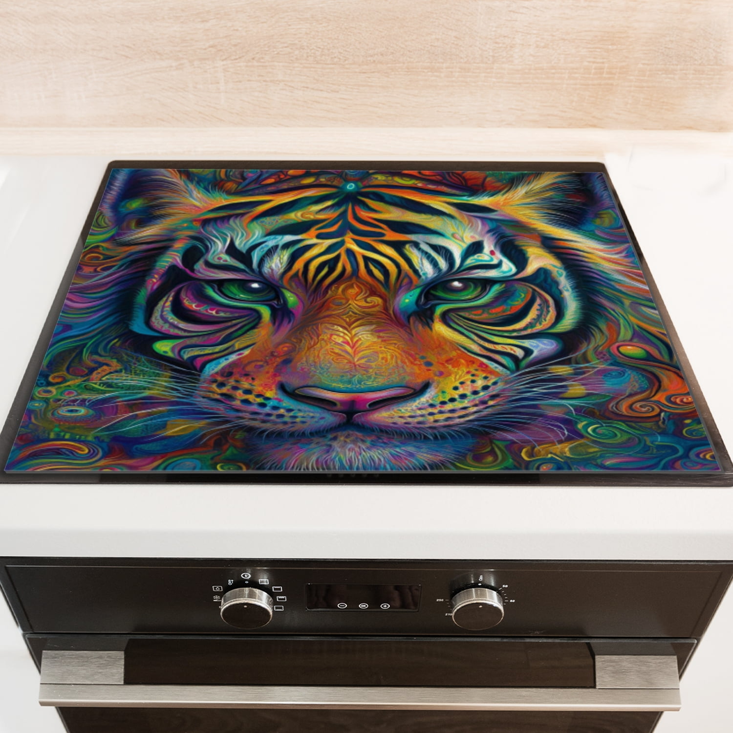 Silicone Stove Mat for Glass Top Stove, Alluring Ornate - Faced Tiger ...