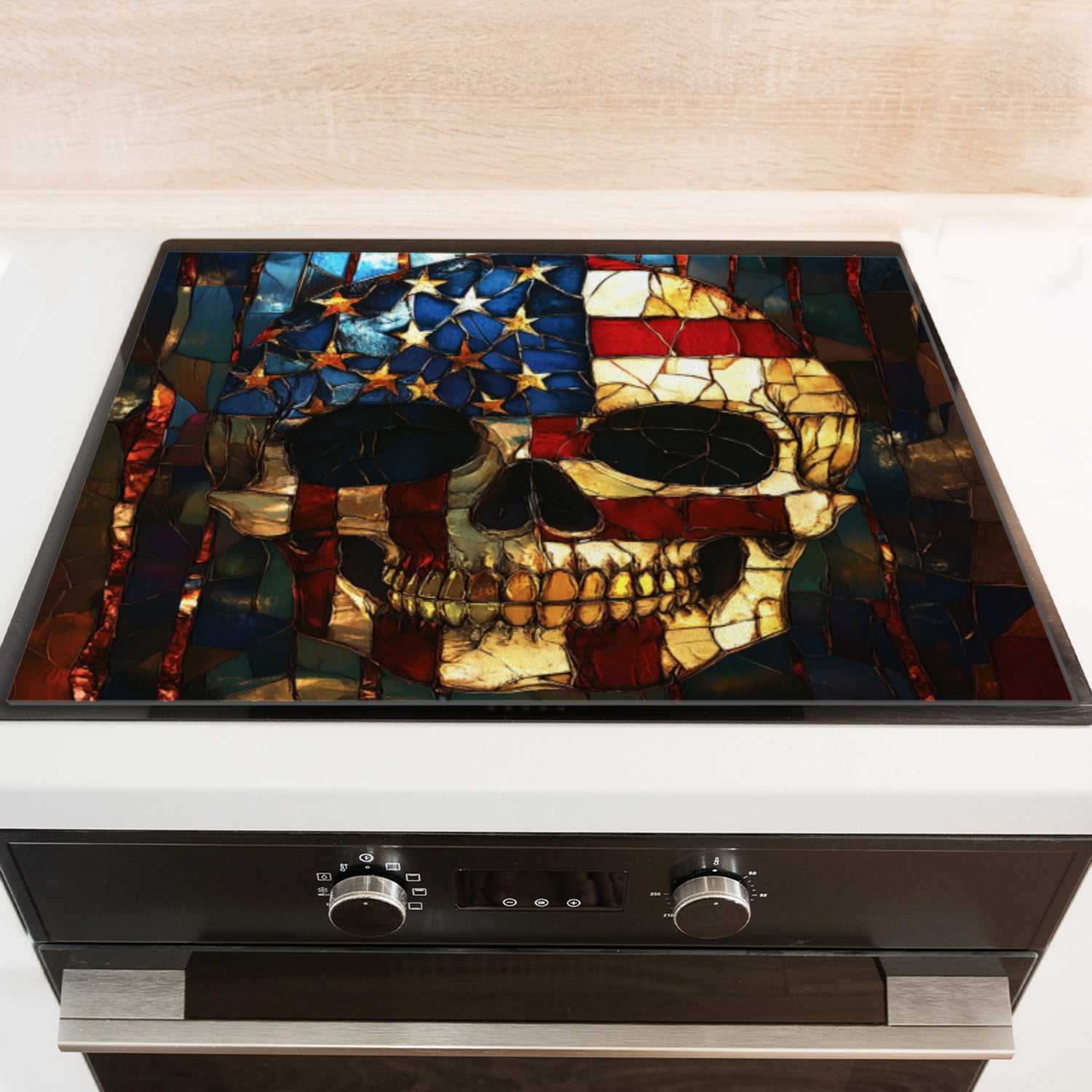 Silicone Stove Mat for Glass Top Stove, American Flag Skeleton Set In ...