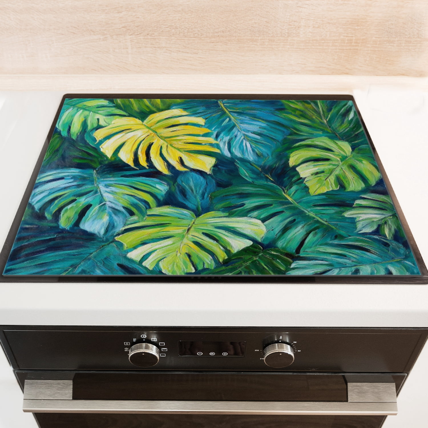 Silicone Stove Mat for Glass Top Stove, Bamboo Leaves Of Various Forms ...