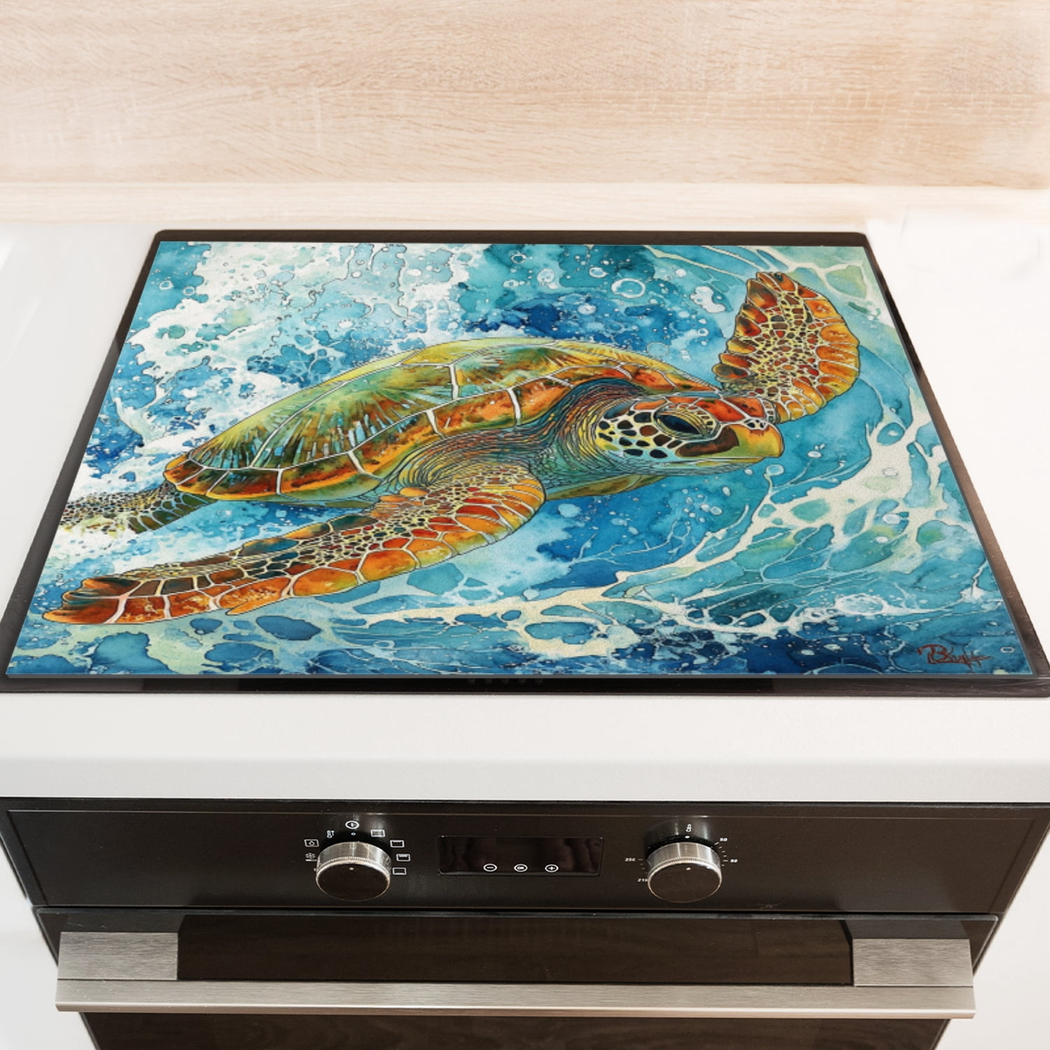 Silicone Stove Mat for Glass Top Stove, Beautiful Aquatic - Hued Sea ...