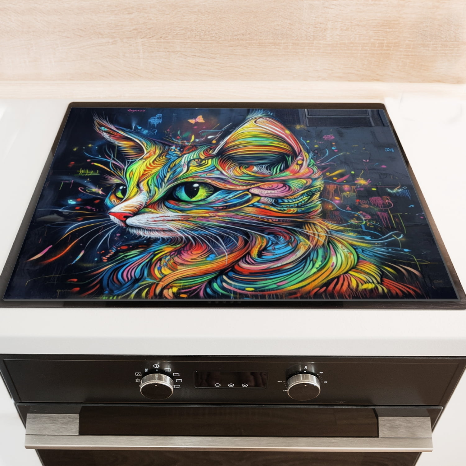 Silicone Stove Mat for Glass Top Stove, Beautiful Swirly - Hued Kitty ...