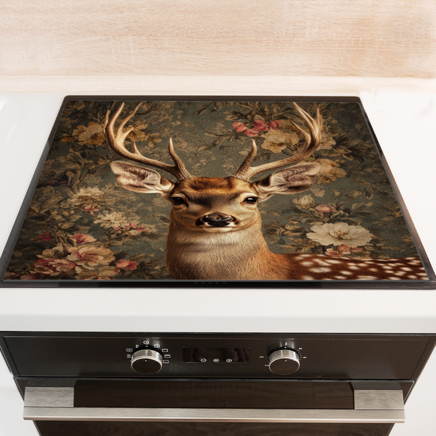 Silicone Stove Mat for Glass Top Stove, Beautiful Vintage - Floral Fawn ...