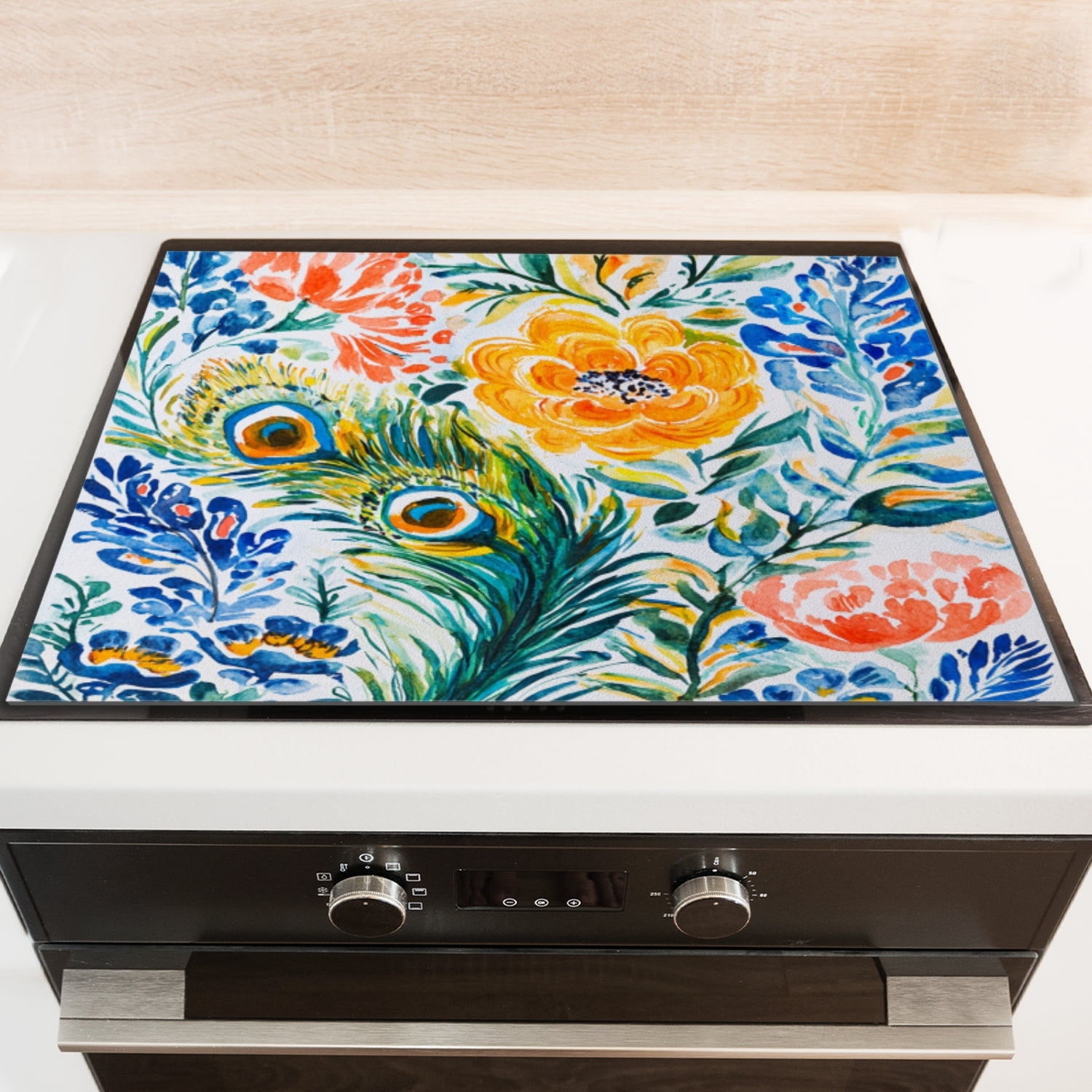 Silicone Stove Mat for Glass Top Stove, Beautiful Watercolor - Plumage ...