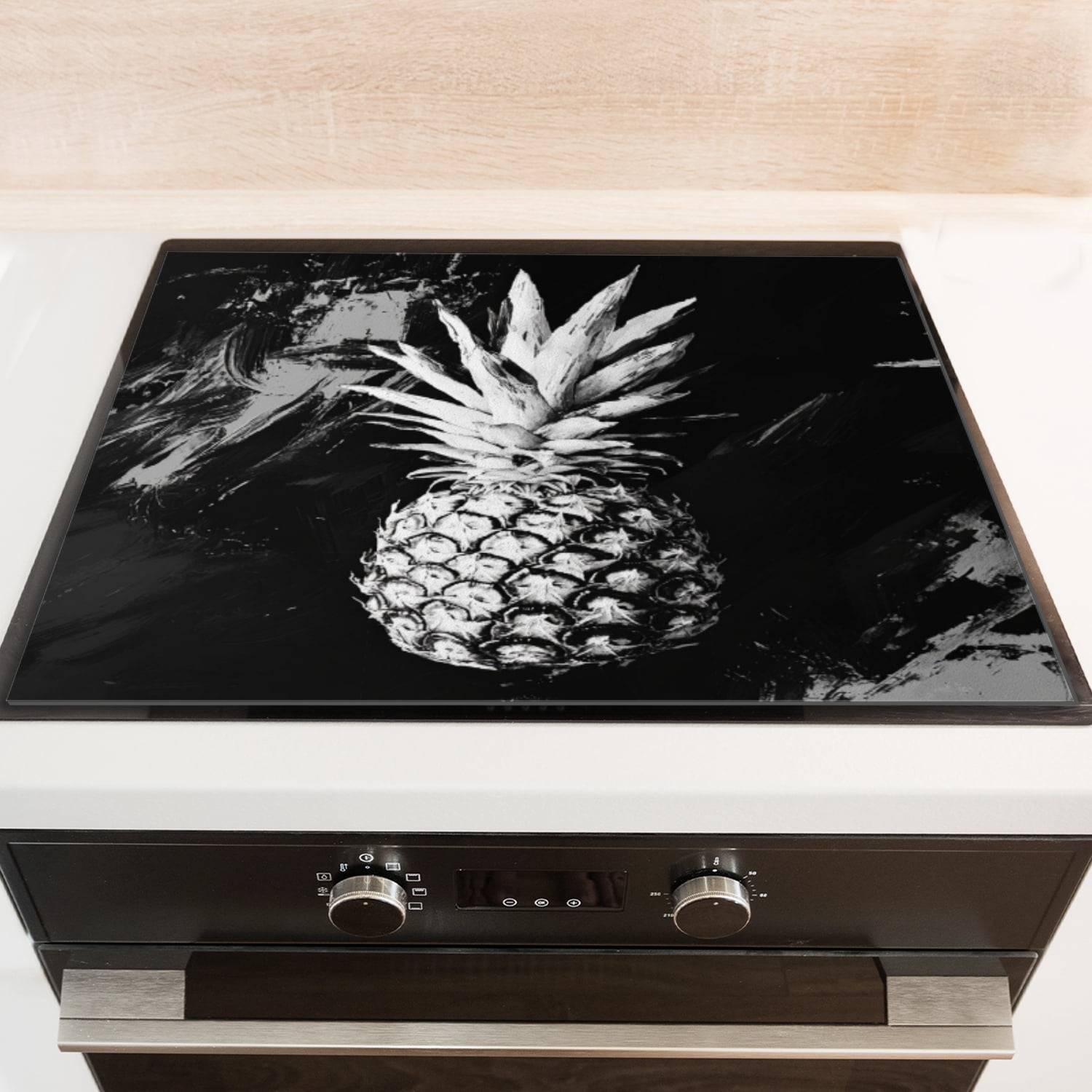 Silicone Stove Mat for Glass Top Stove, Black And White Paintings Of Pineapple Electric Stove ...