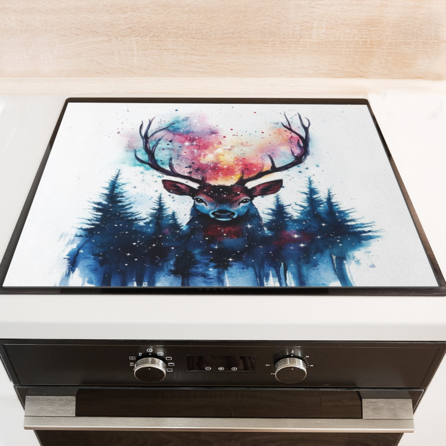 Silicone Stove Mat for Glass Top Stove, Blue Tone Forest Watercolor ...