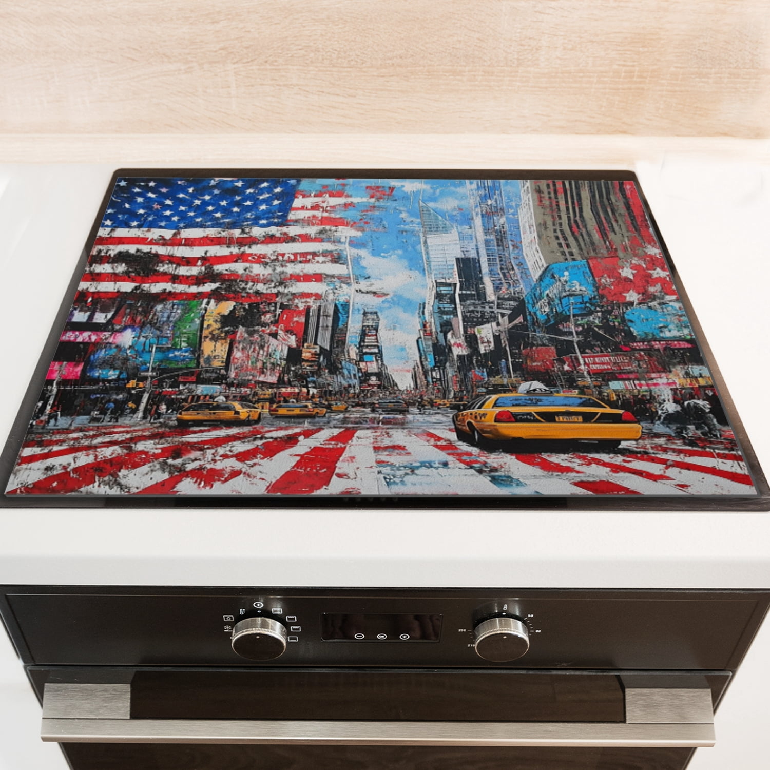 Silicone Stove Mat for Glass Top Stove, Bustling American Street Of New ...