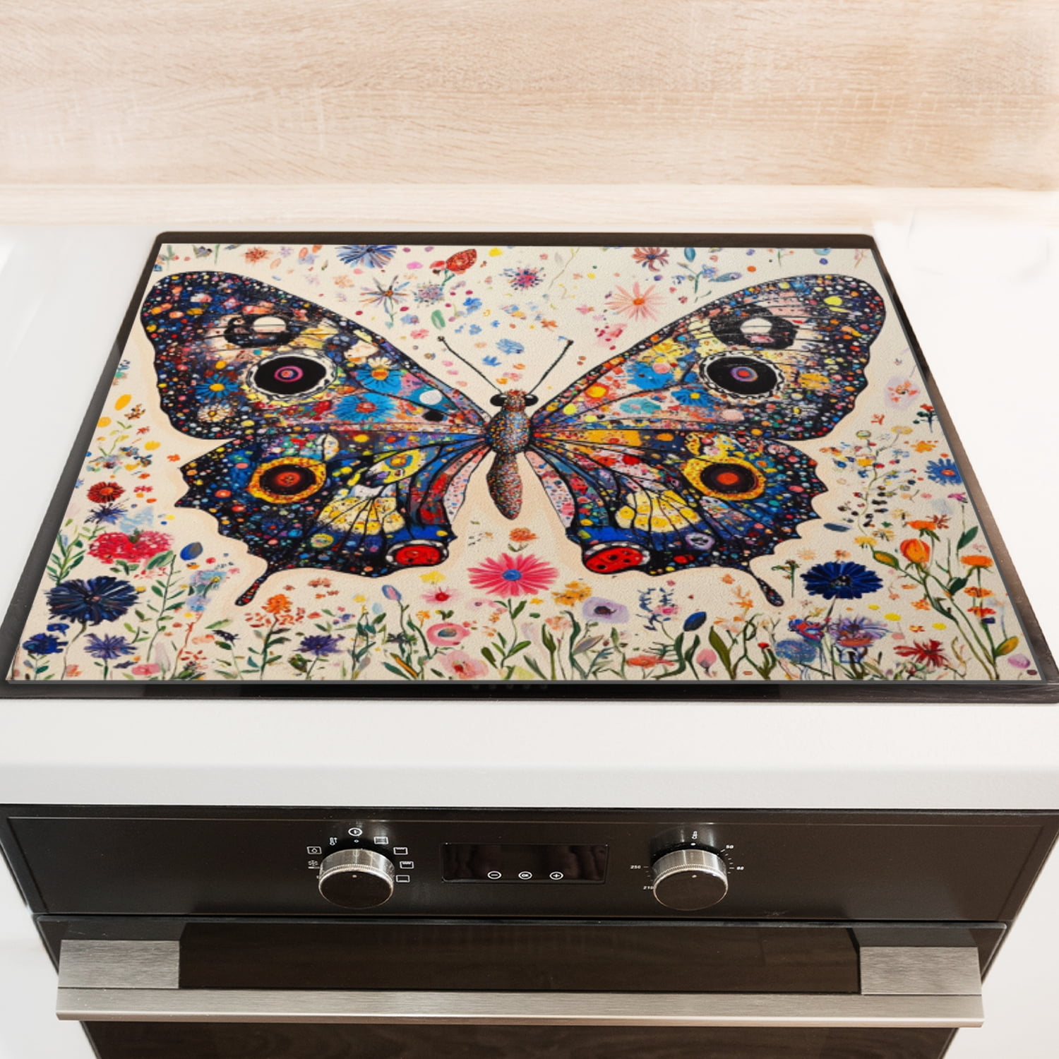 Silicone Stove Mat for Glass Top Stove, Butterfly On Cream Background ...