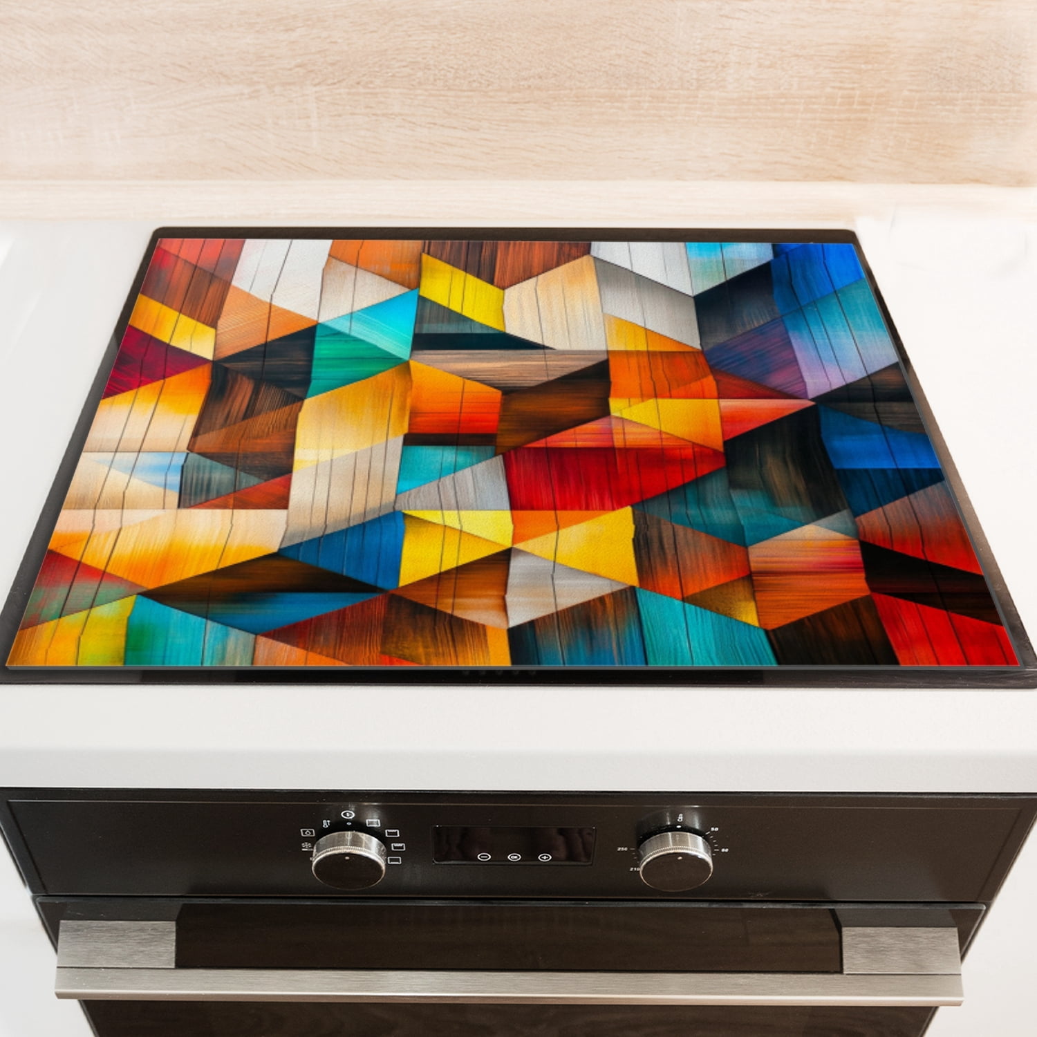 Silicone Stove Mat for Glass Top Stove, Chromatic Geometric Abstraction ...
