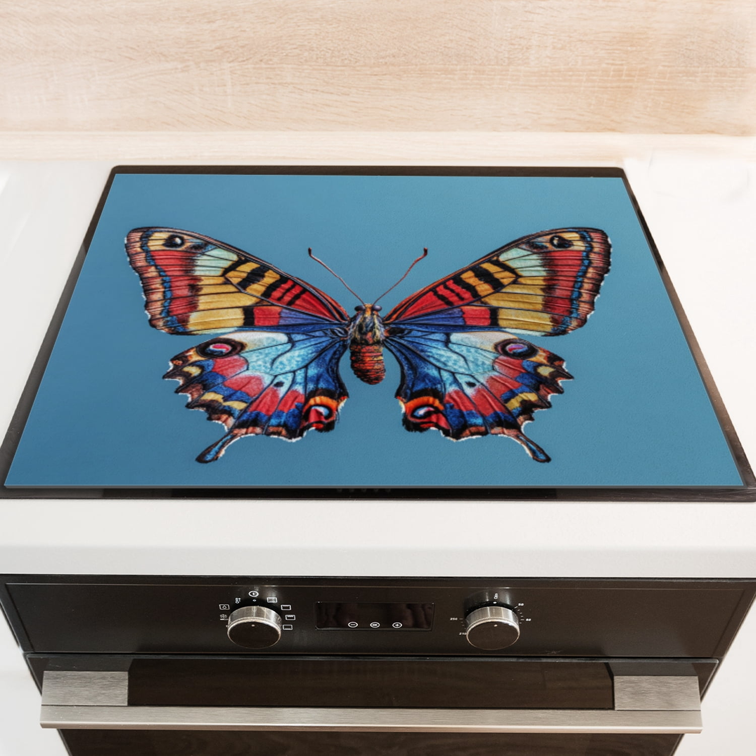 Silicone Stove Mat for Glass Top Stove, Colorful Butterfly Against Blue ...