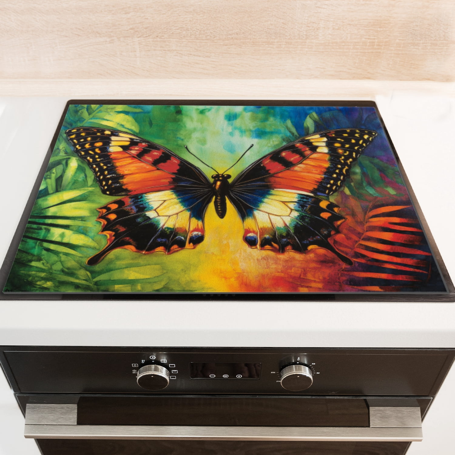 Silicone Stove Mat for Glass Top Stove, Colorful Butterfly With Green ...