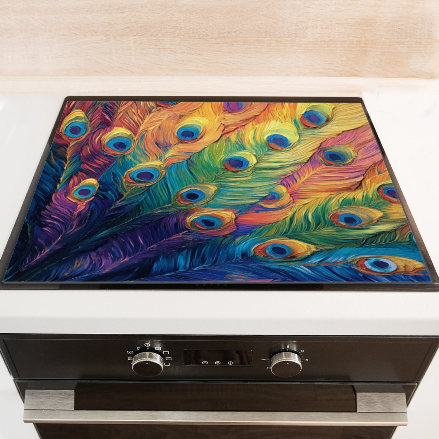 Silicone Stove Mat for Glass Top Stove, Colorful Feather-Eye Markings ...