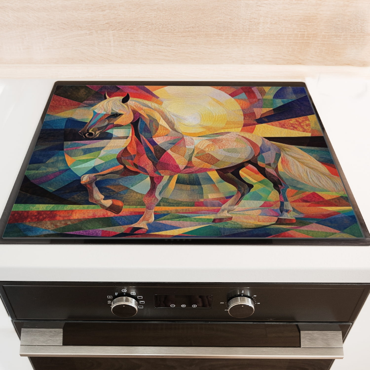 Silicone Stove Mat for Glass Top Stove, Colorful Horse In Cubist Style ...