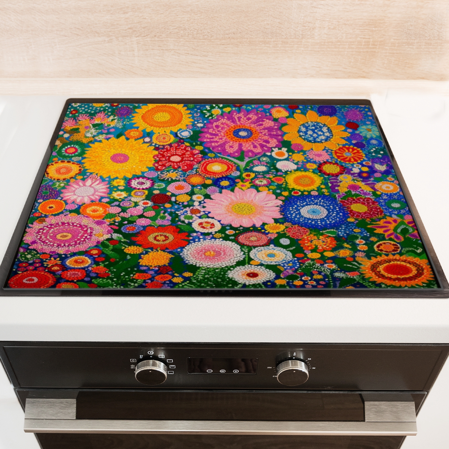 Silicone Stove Mat for Glass Top Stove, Colorful Polka Dot Flowers ...