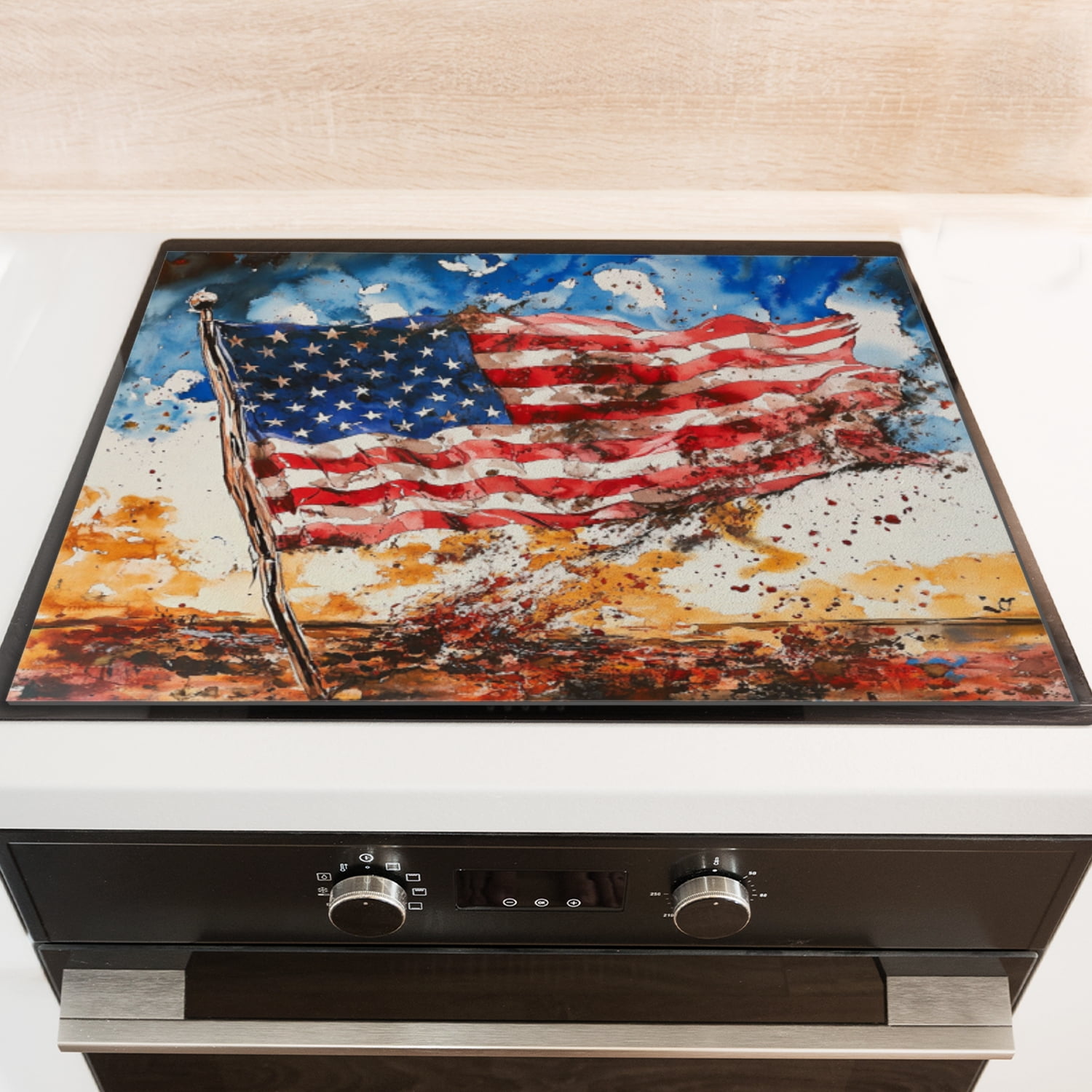 Silicone Stove Mat for Glass Top Stove, Dynamic Patriotic Watercolor ...