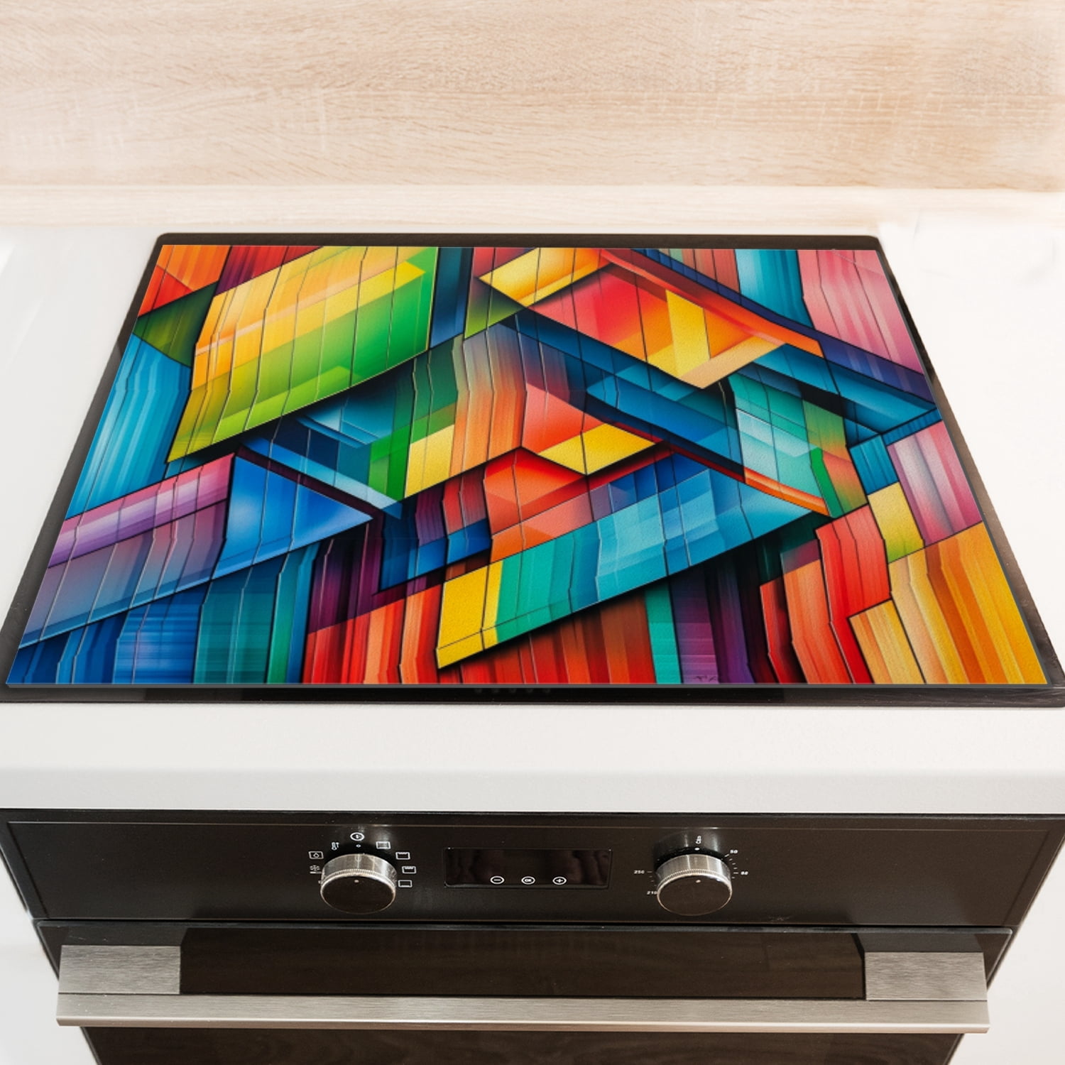 Silicone Stove Mat for Glass Top Stove, Energetic Multicolor Shapes ...
