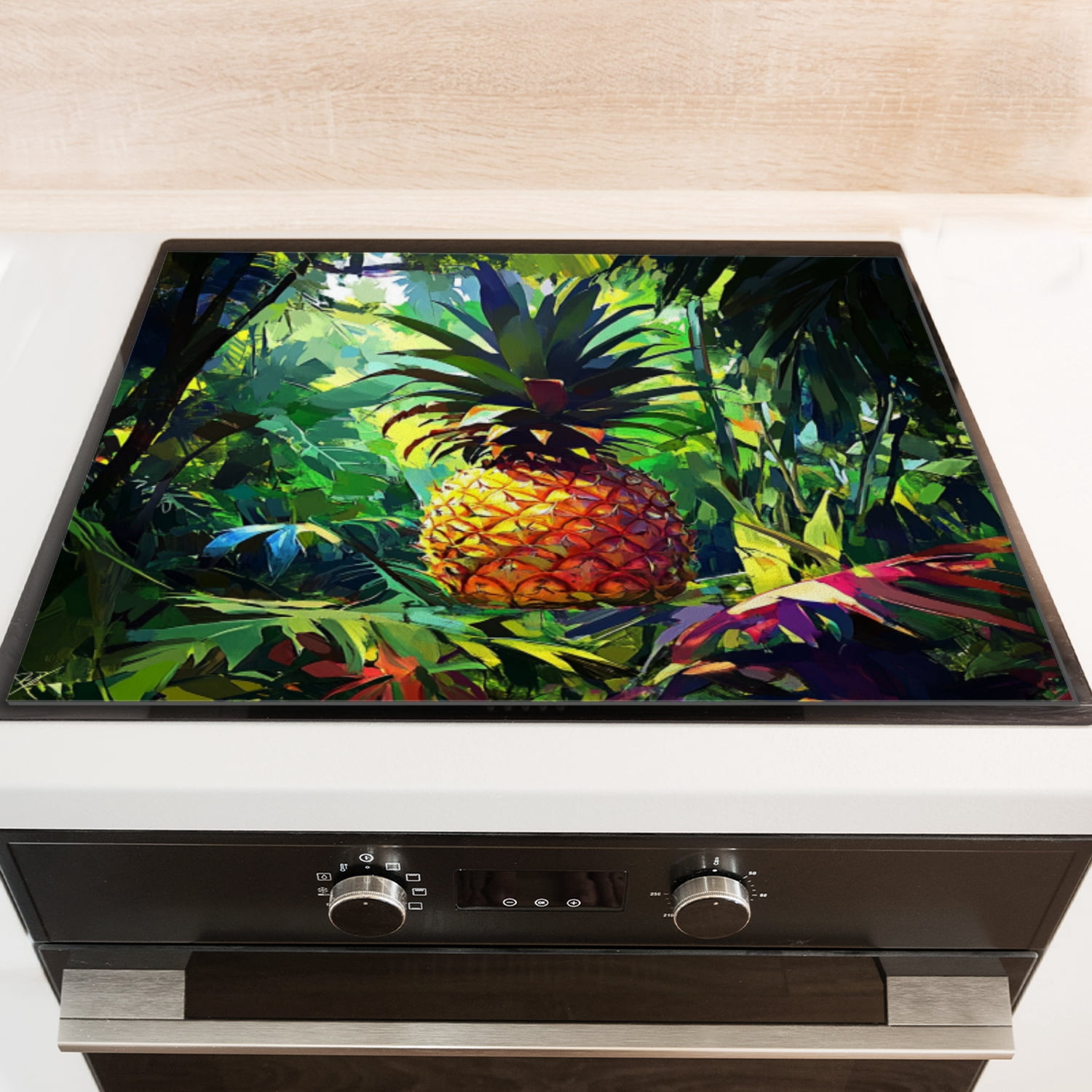 Silicone Stove Mat for Glass Top Stove, Exotic Pineapple In A Lush ...