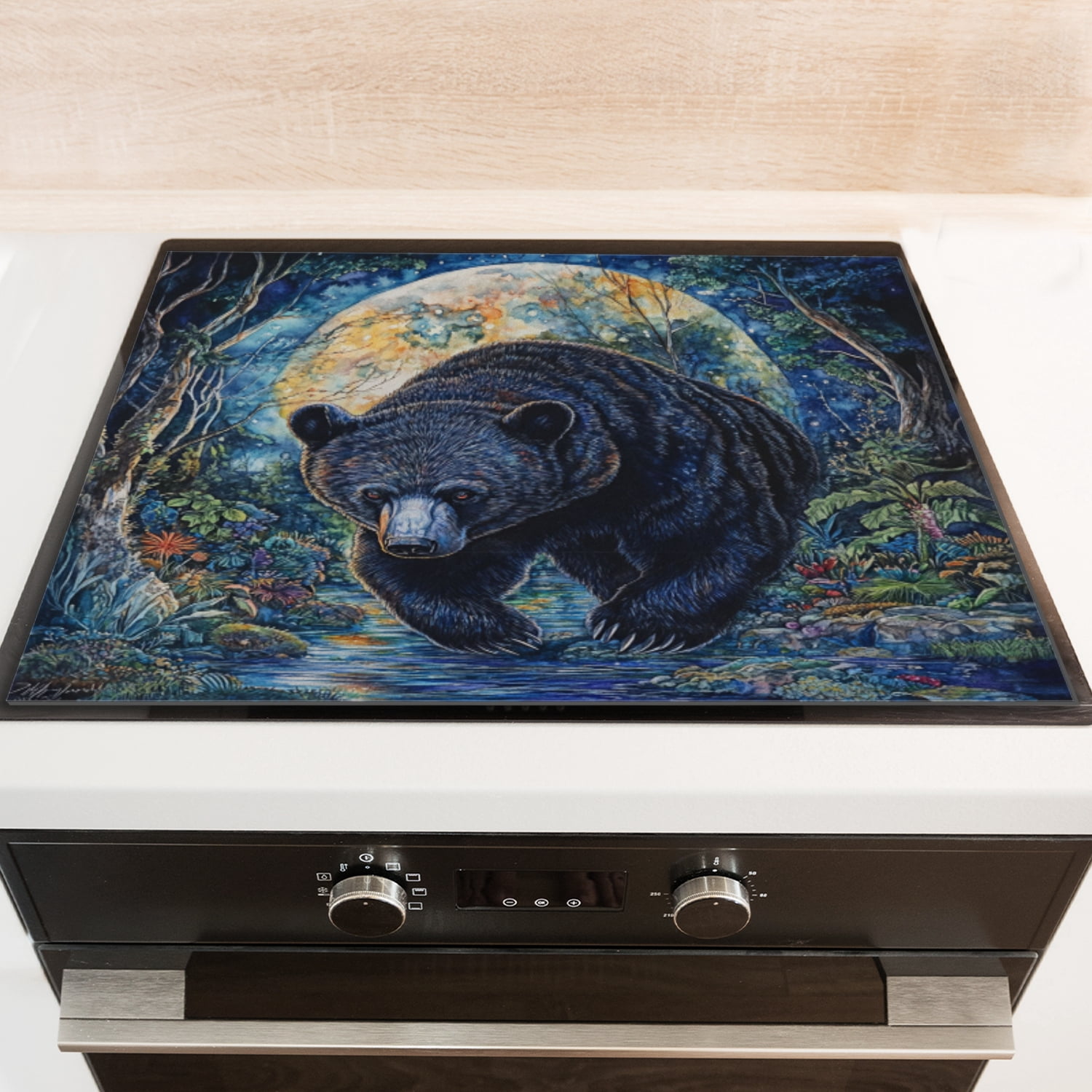 Silicone Stove Mat for Glass Top Stove, Exquisite Moon - Shadowed Bear ...