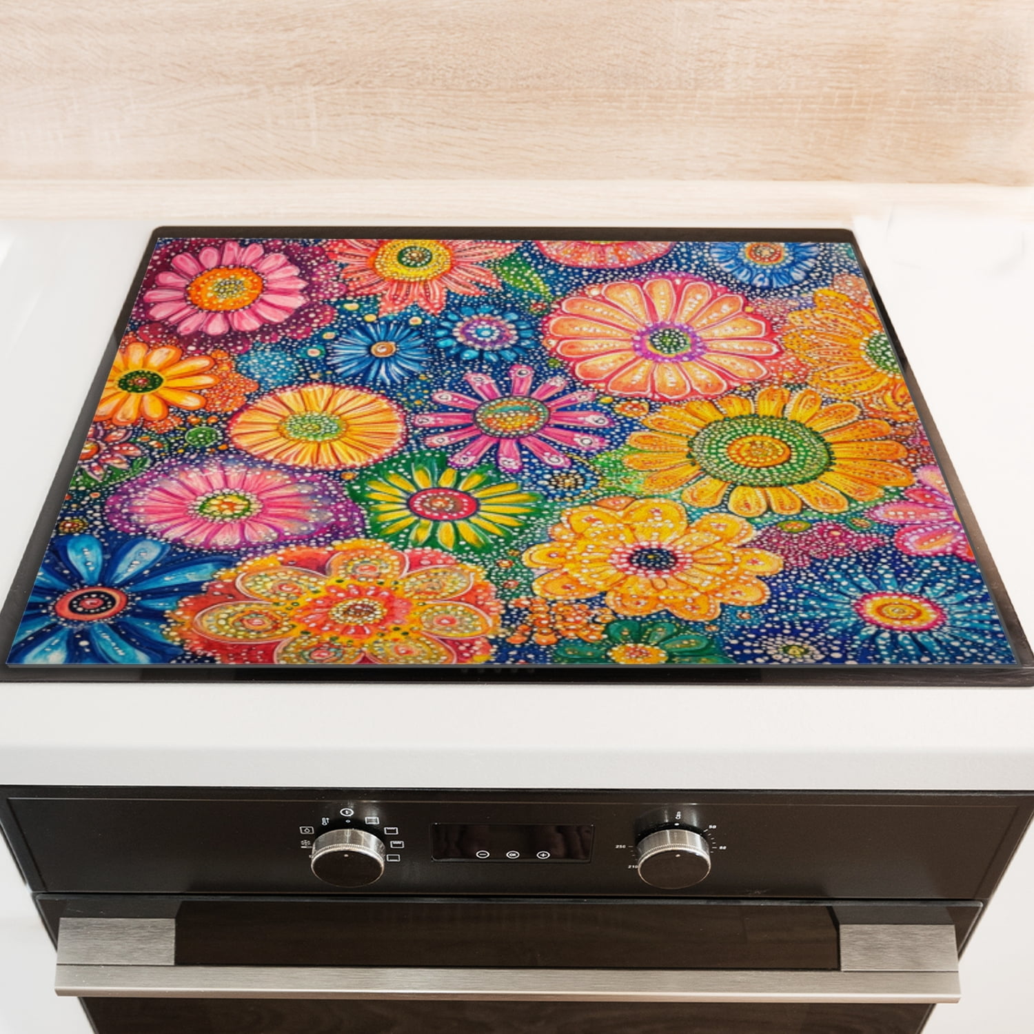 Silicone Stove Mat for Glass Top Stove, Flowers Covered With Fine ...