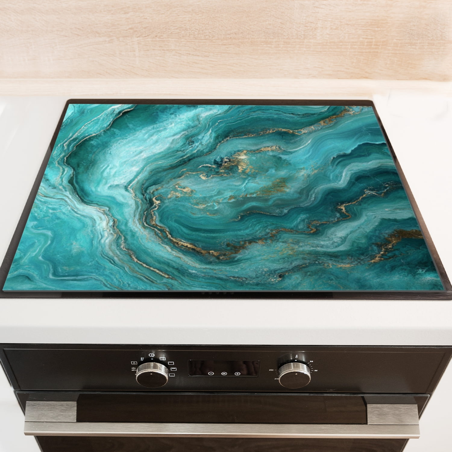 Silicone Stove Mat for Glass Top Stove, Gorgeous Aqua - Gold Marble ...