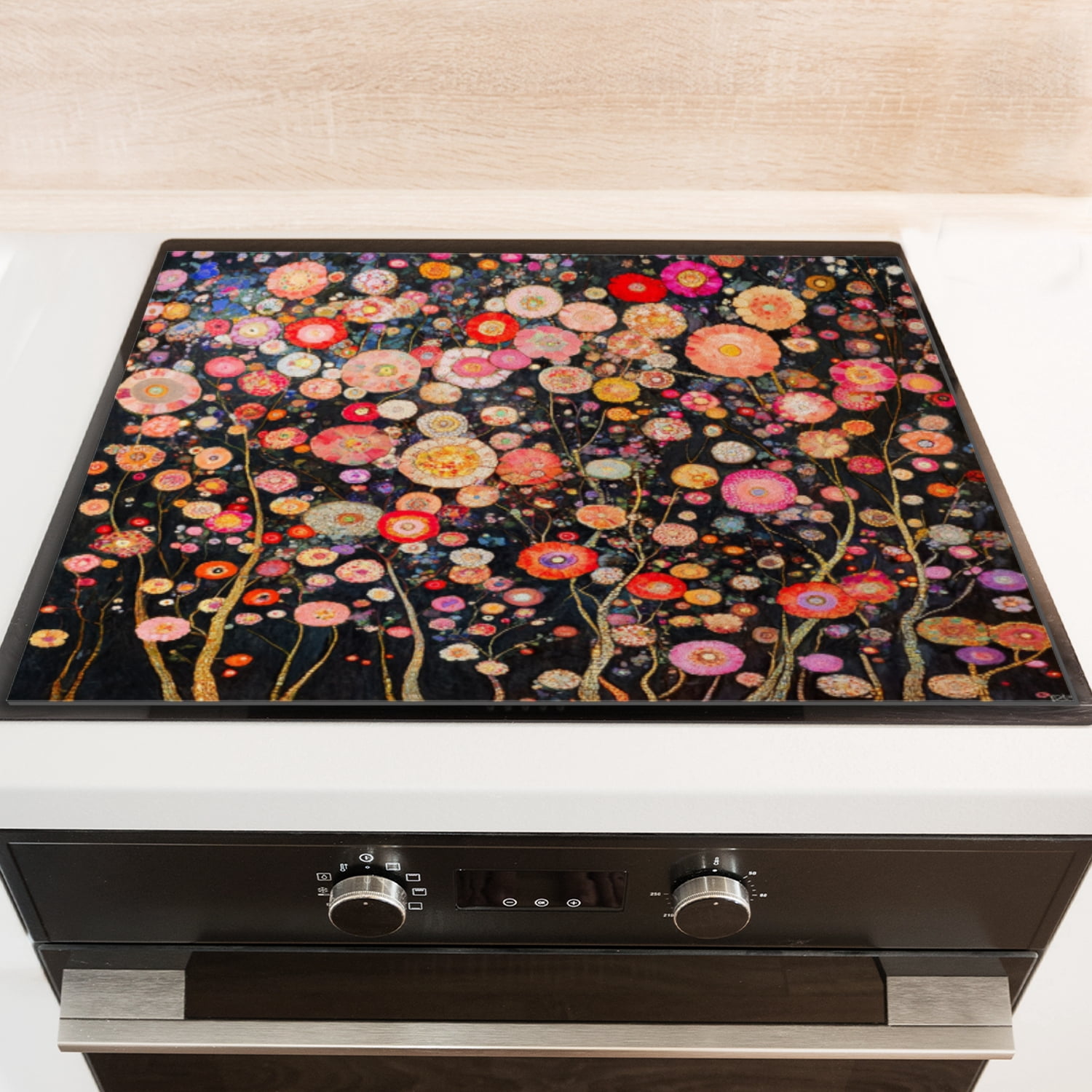 Silicone Stove Mat for Glass Top Stove, Gorgeous Color - Filled Flower ...