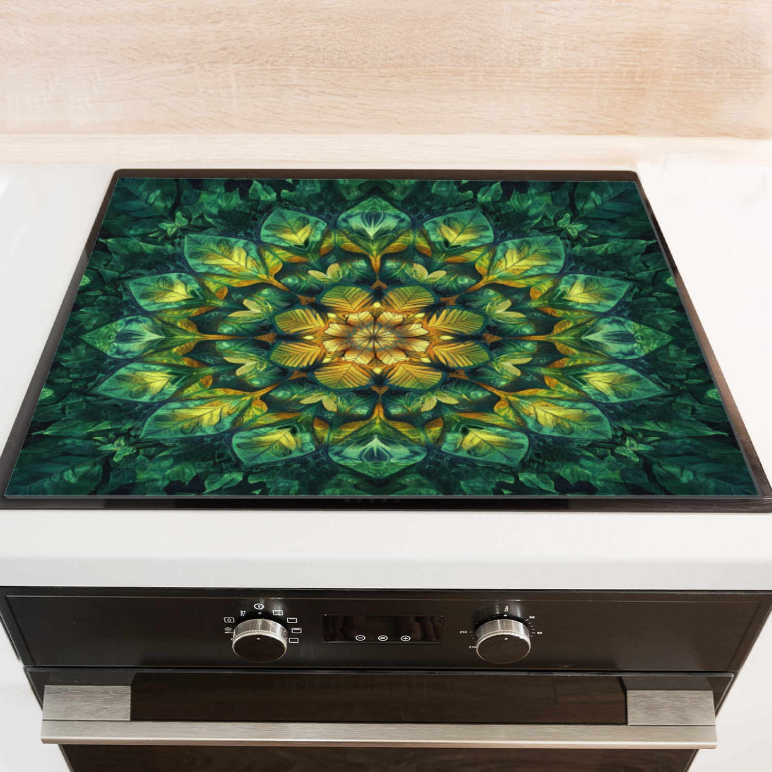 Silicone Stove Mat for Glass Top Stove, Green Mandala Pattern Made Of ...