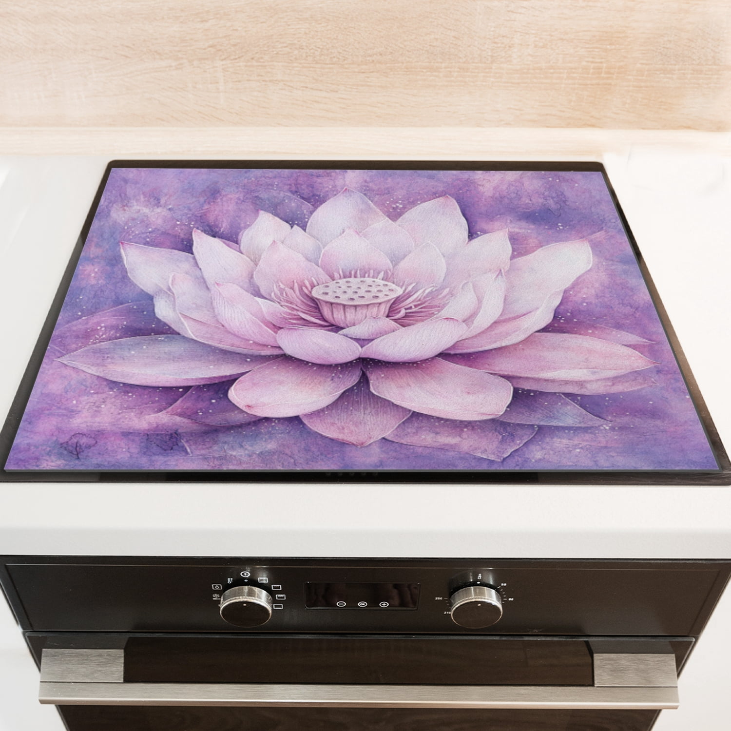 Silicone Stove Mat for Glass Top Stove, Lotus Watercolor Painting ...