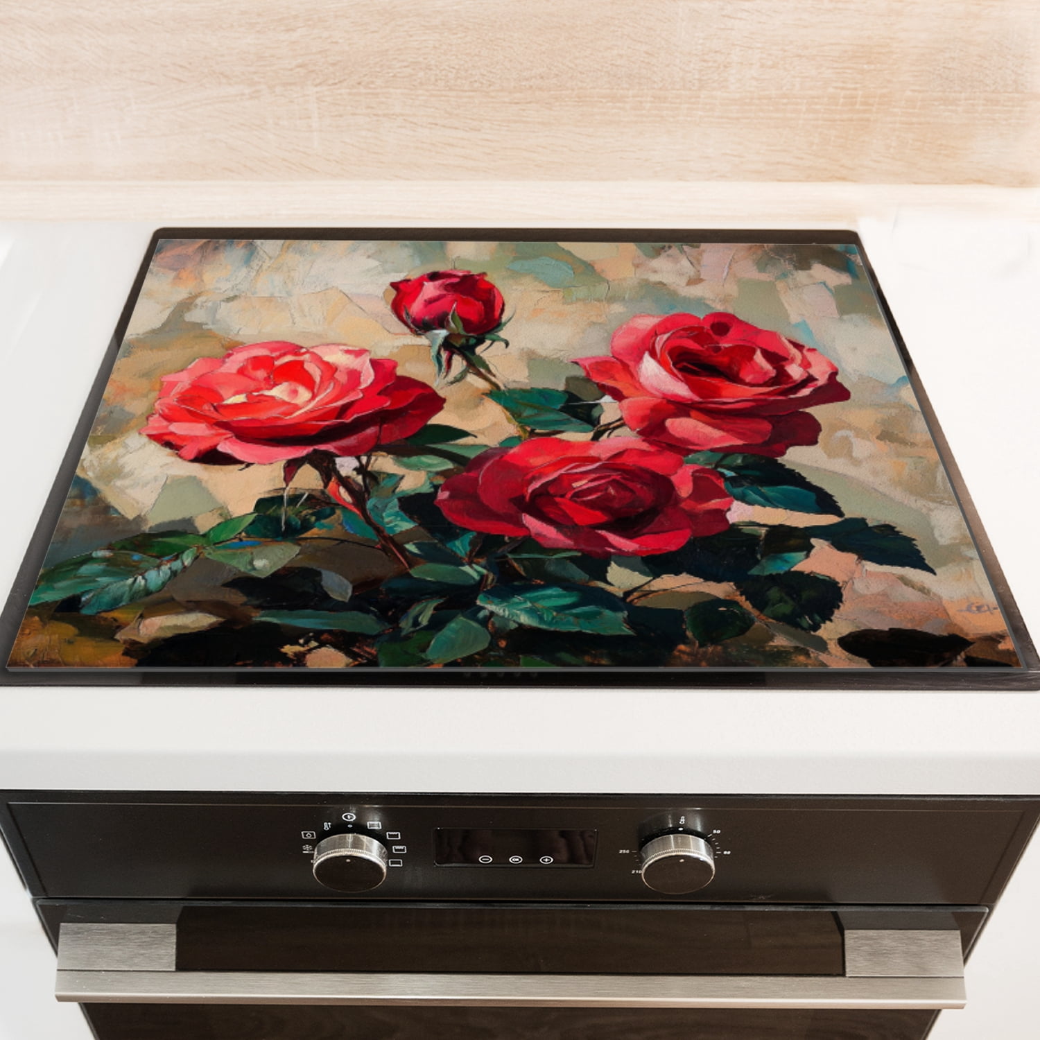 Silicone Stove Mat for Glass Top Stove, Majestic Red Rose Trio Electric ...