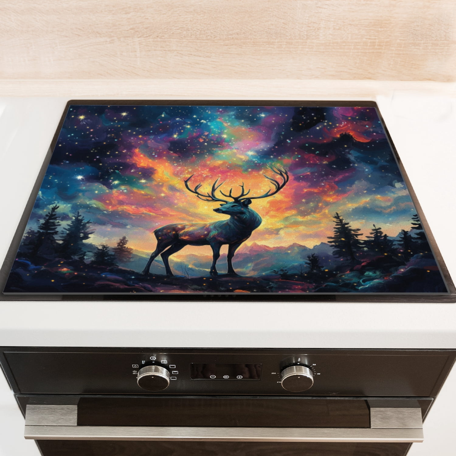 Silicone Stove Mat for Glass Top Stove, Majestic Stag Gazing At Stars ...