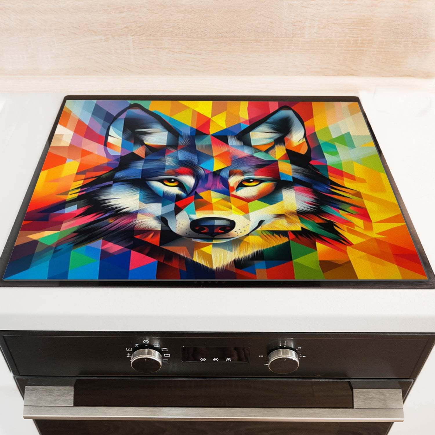 Silicone Stove Mat for Glass Top Stove, Modern Art Style Wolf Head ...