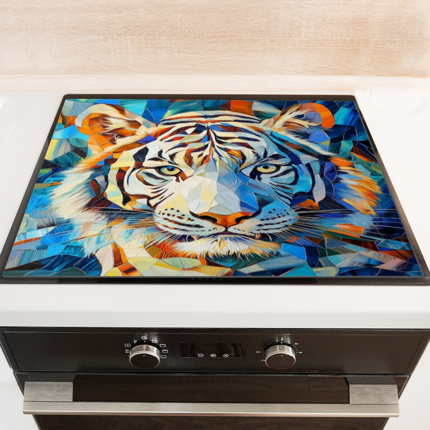 Silicone Stove Mat for Glass Top Stove, Mosaic Style Creation Of Tiger ...