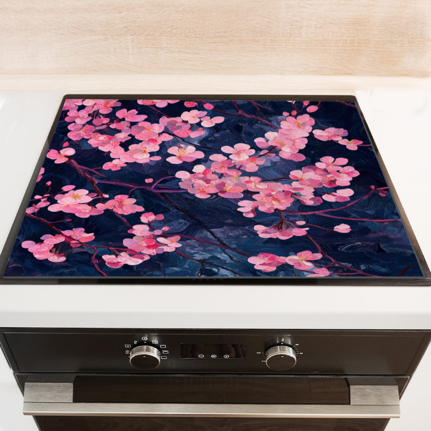 Silicone Stove Mat for Glass Top Stove, Pink Flowers In Dense Bloom ...