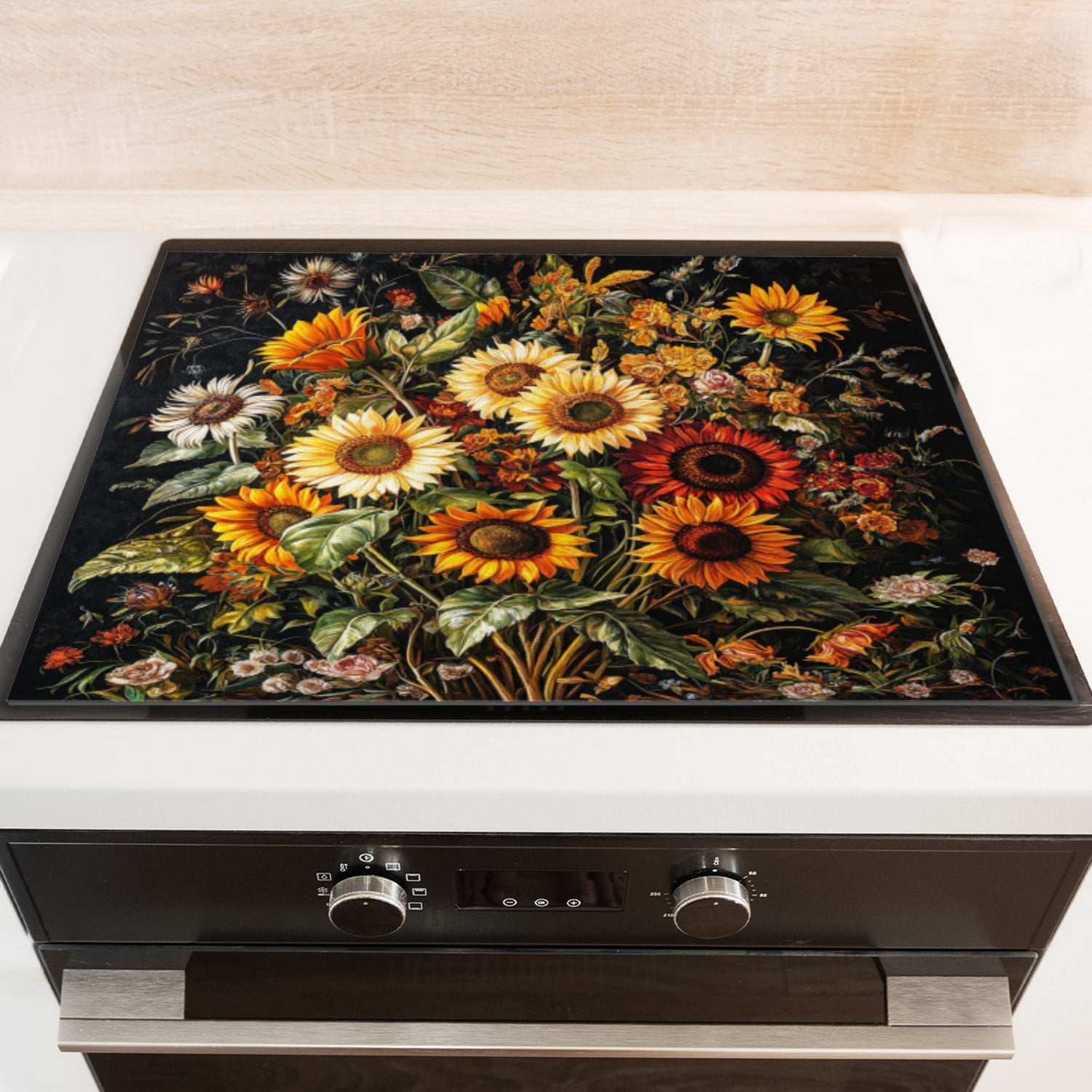 Silicone Stove Mat for Glass Top Stove, Radiant Sunflower Cluster ...