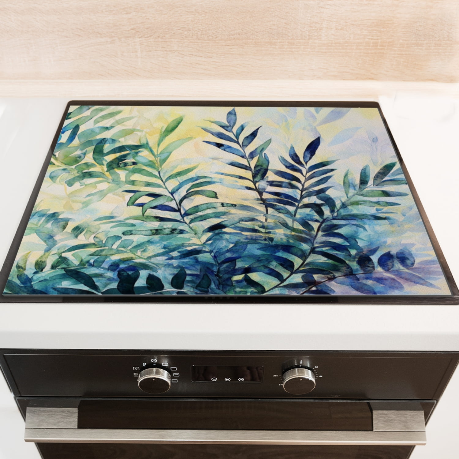 Silicone Stove Mat for Glass Top Stove, Serene Watercolor Foliage ...
