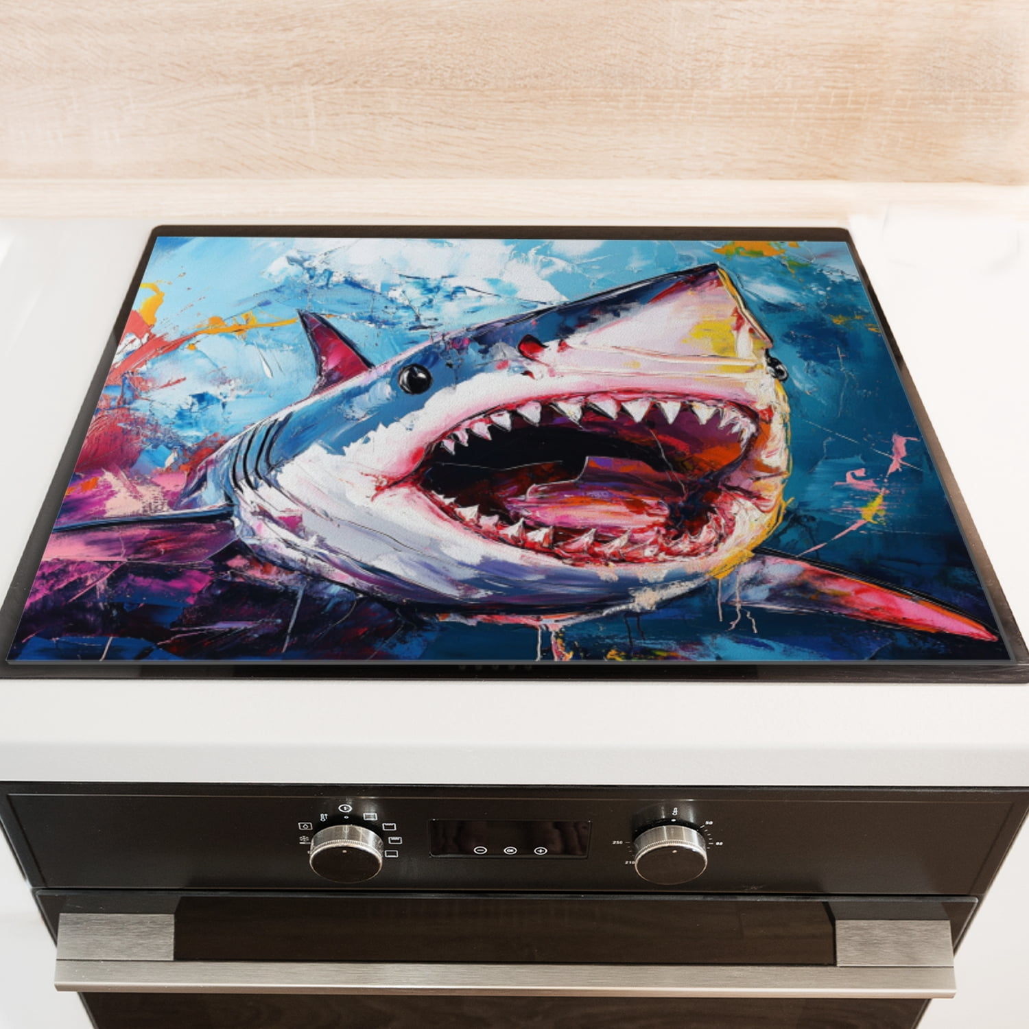 Silicone Stove Mat for Glass Top Stove, Sharp-Toothed Shark Opened Jaws ...