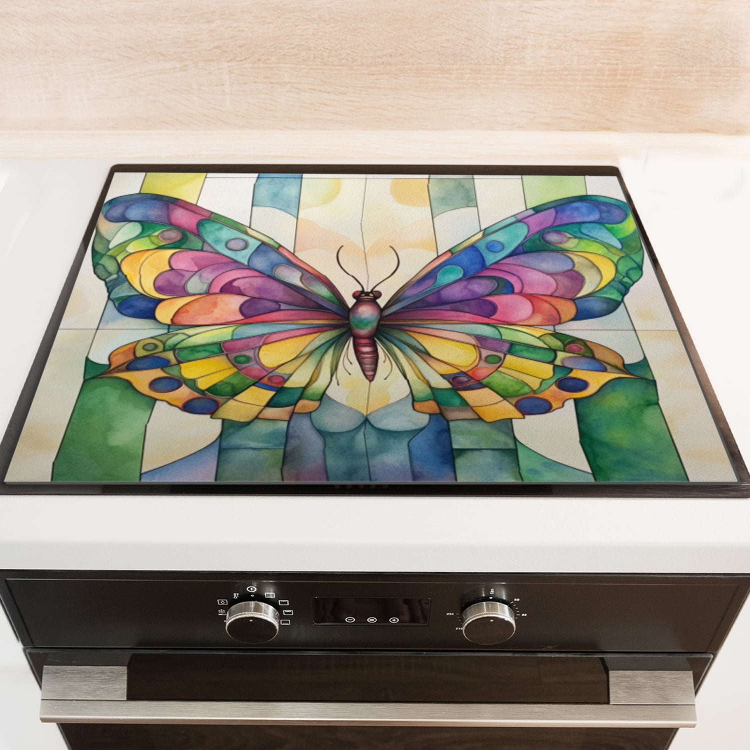 Silicone Stove Mat for Glass Top Stove, Stained Glass Spliced Butterfly ...
