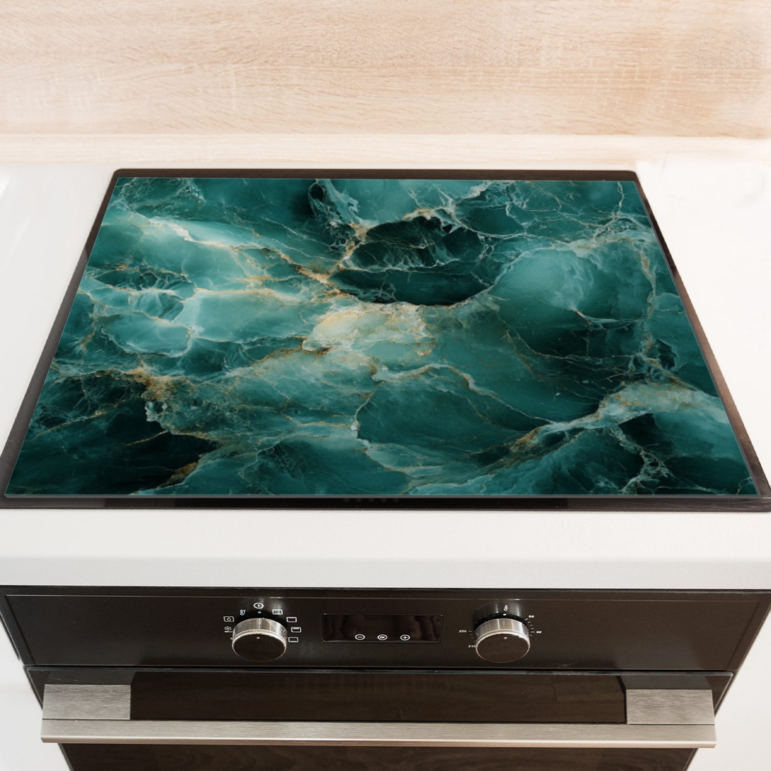 Silicone Stove Mat for Glass Top Stove, Turquoise Cracked Marble ...
