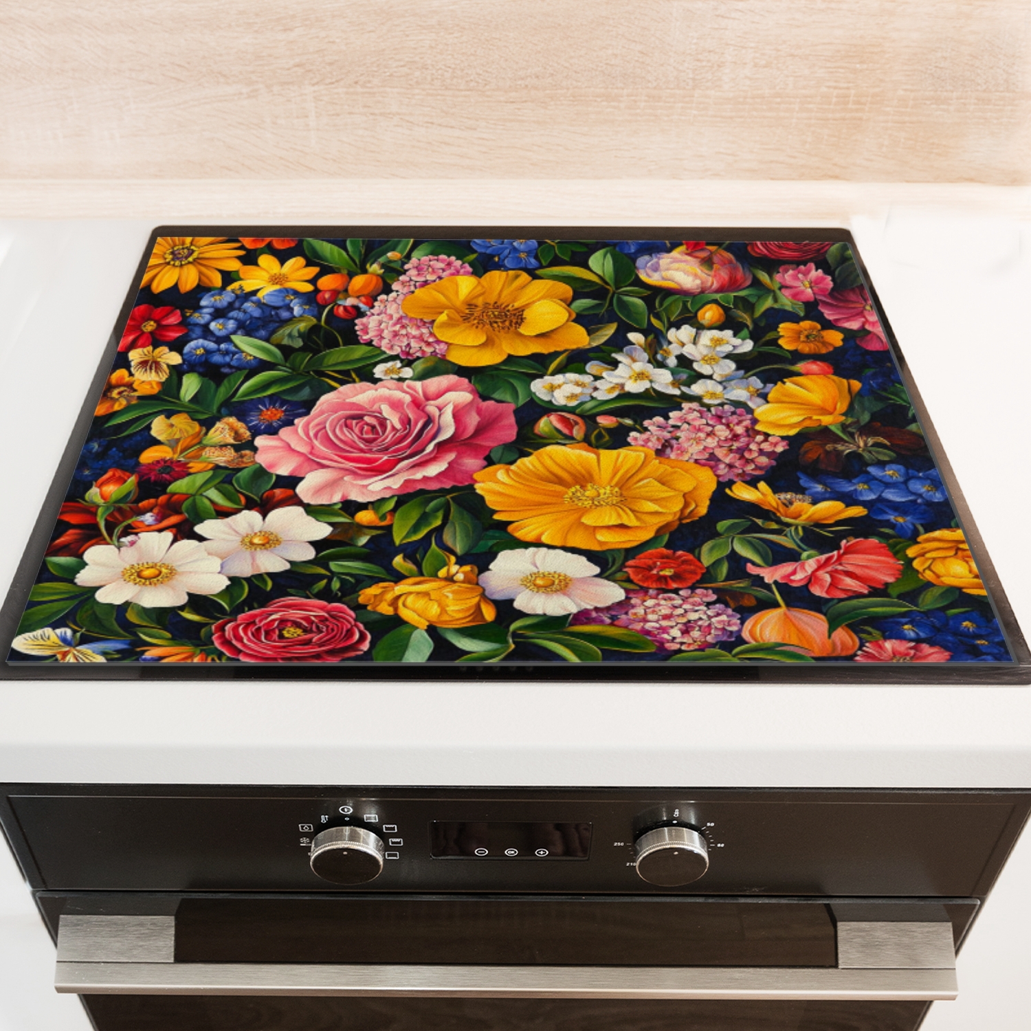 Silicone Stove Mat for Glass Top Stove, Vibrant Floral Pattern With ...