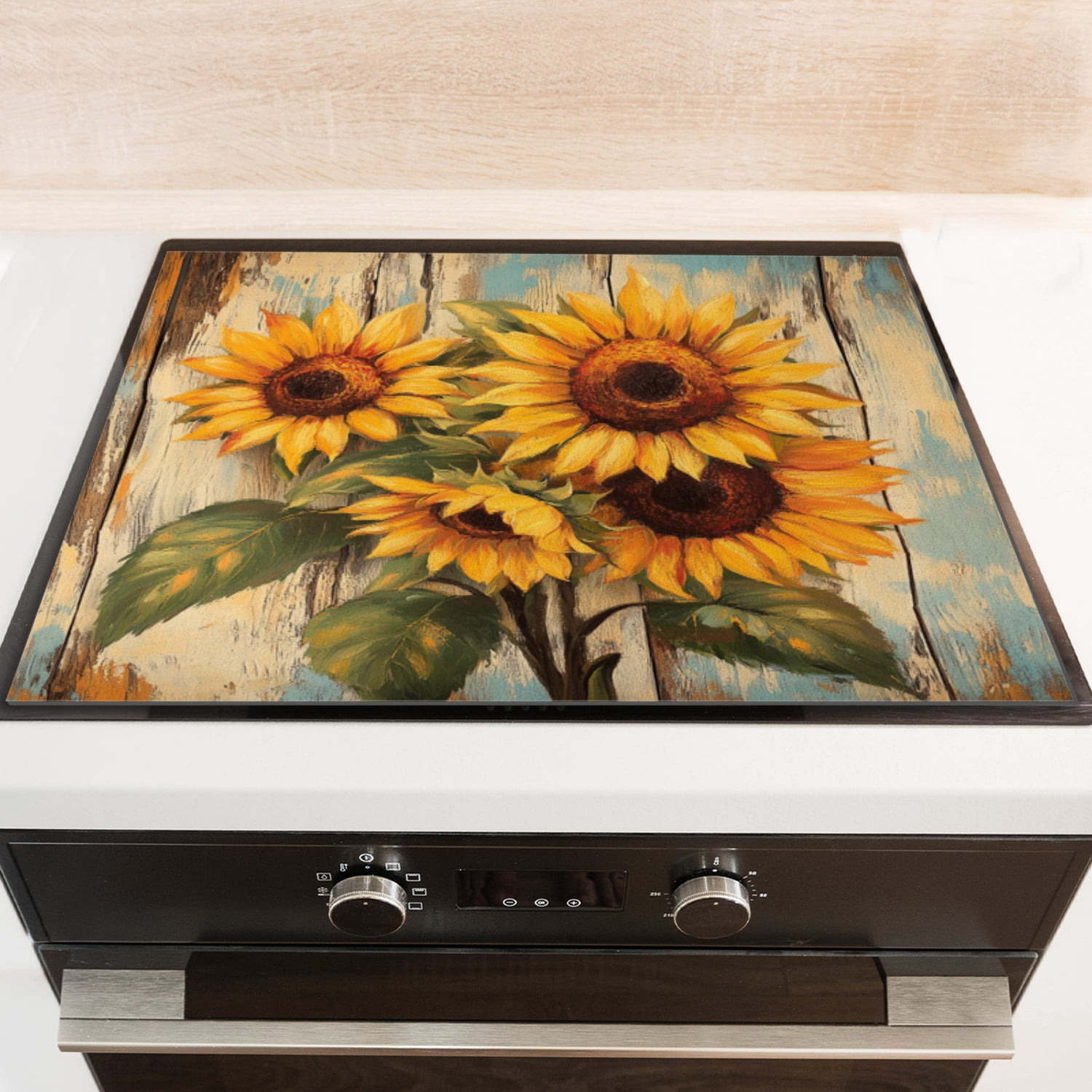 Silicone Stove Mat for Glass Top Stove, Vibrant Sunflowers In The ...