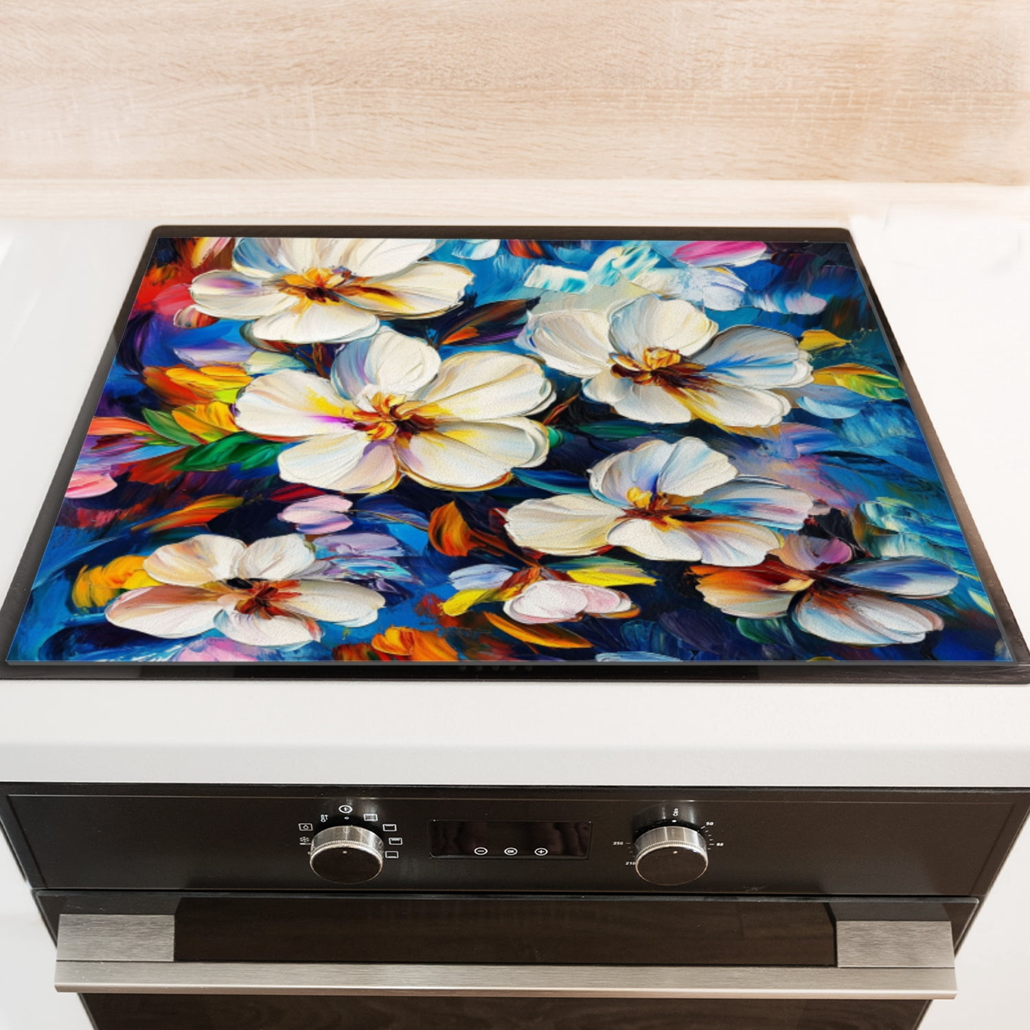 Silicone Stove Mat for Glass Top Stove, Vivid - Backdrop Floral Art ...