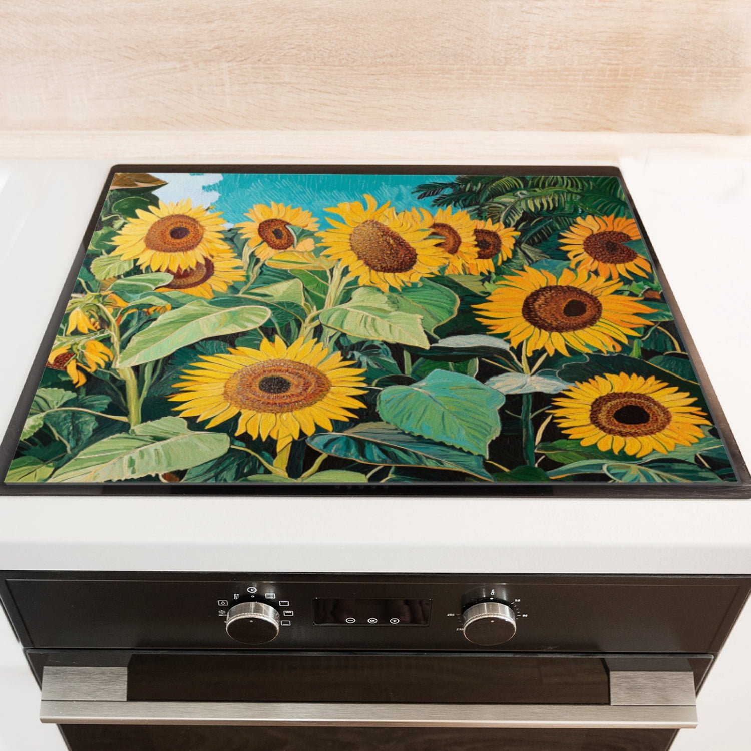 Silicone Stove Mat for Glass Top Stove, Vivid Tropical Sunflower Grove ...